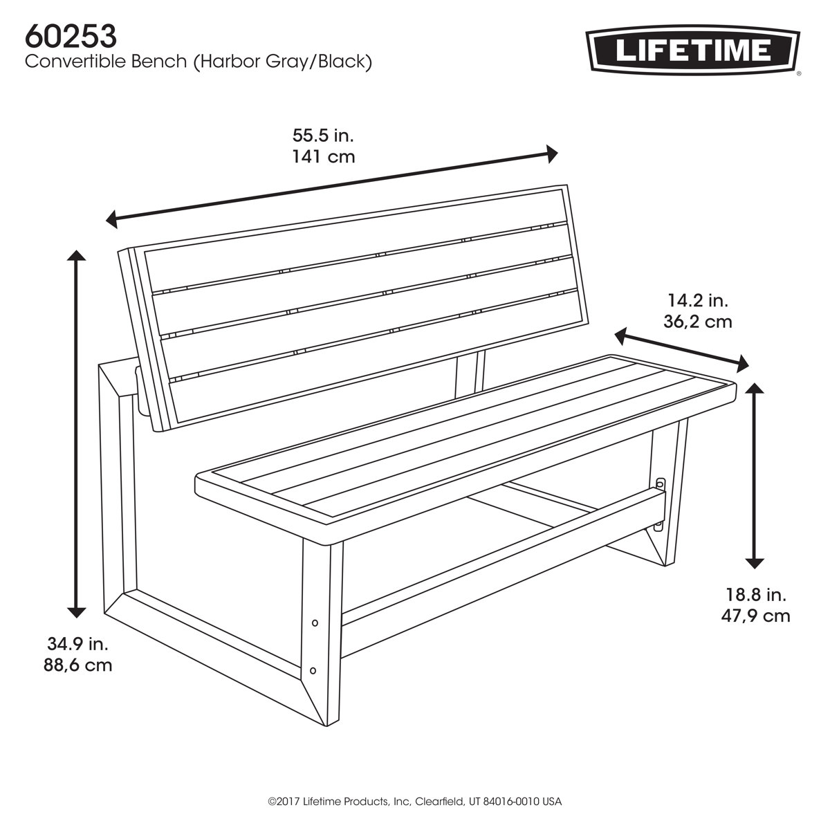 Lifetime Polystyrene Convertible Bench & Reviews | Wayfair