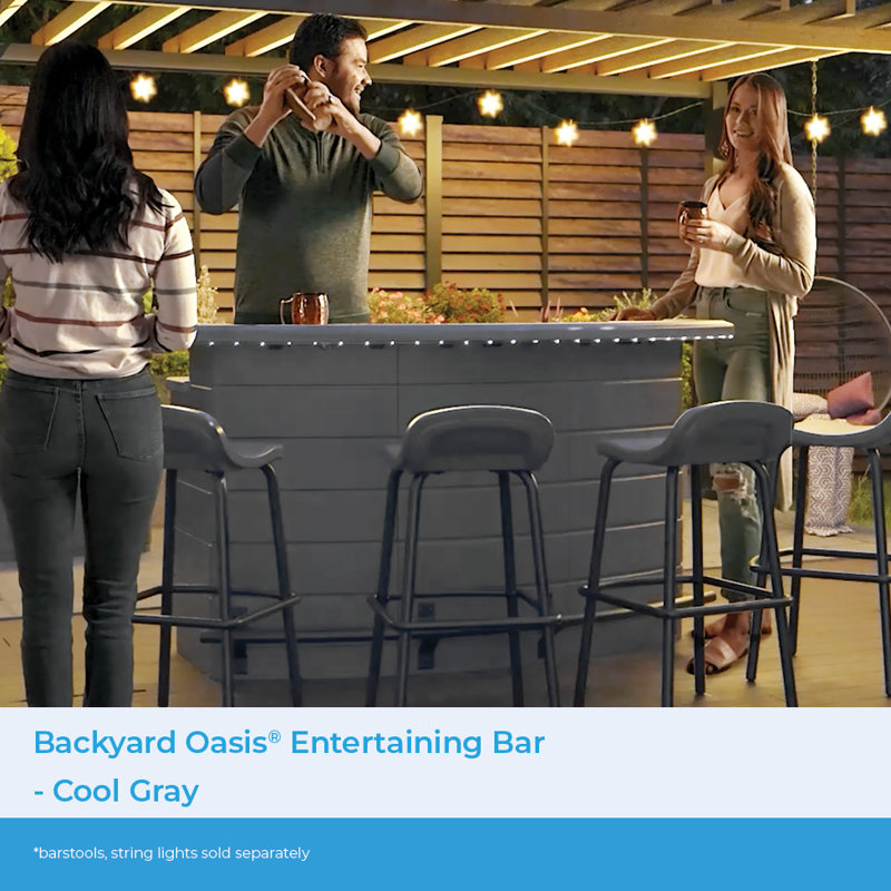 Suncast Backyard Oasis Water Resistant Entertainment Bar with Pull-Out ...