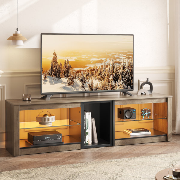 Ebern Designs Jakameron TV Stand with LED Lights, Gaming Media Console ...
