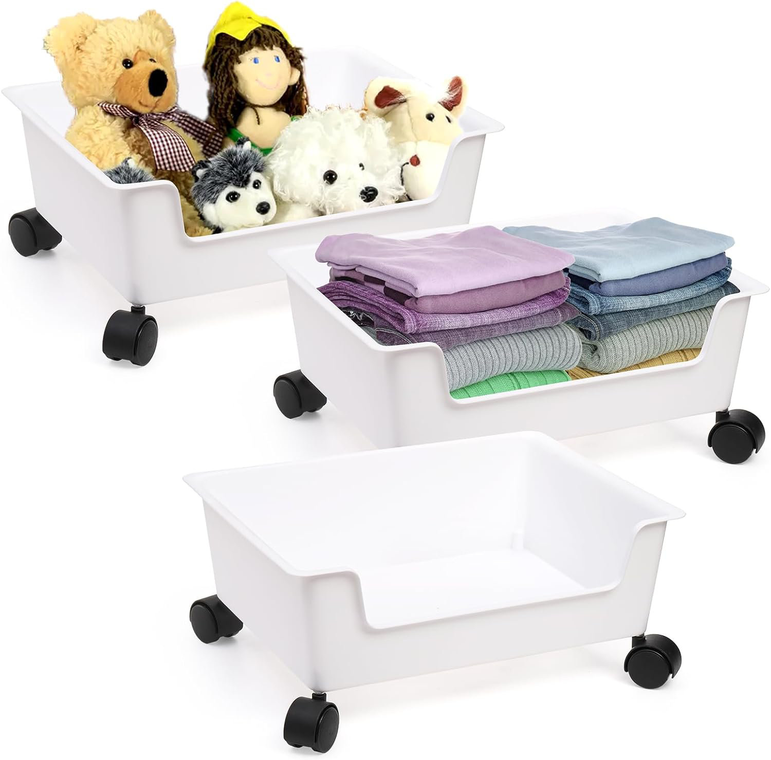 Rebrilliant 3 Pack Under Bed Storage, Underbed Toys Storage Containers ...