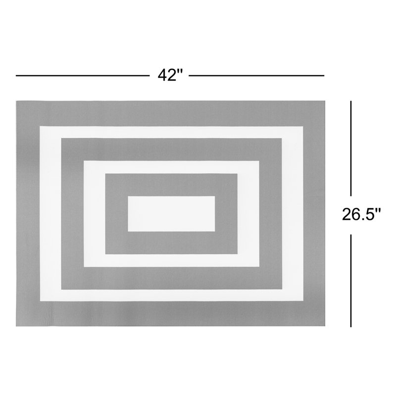 Orren Ellis Ney Black and White Frame Layering Outdoor Mat | Wayfair