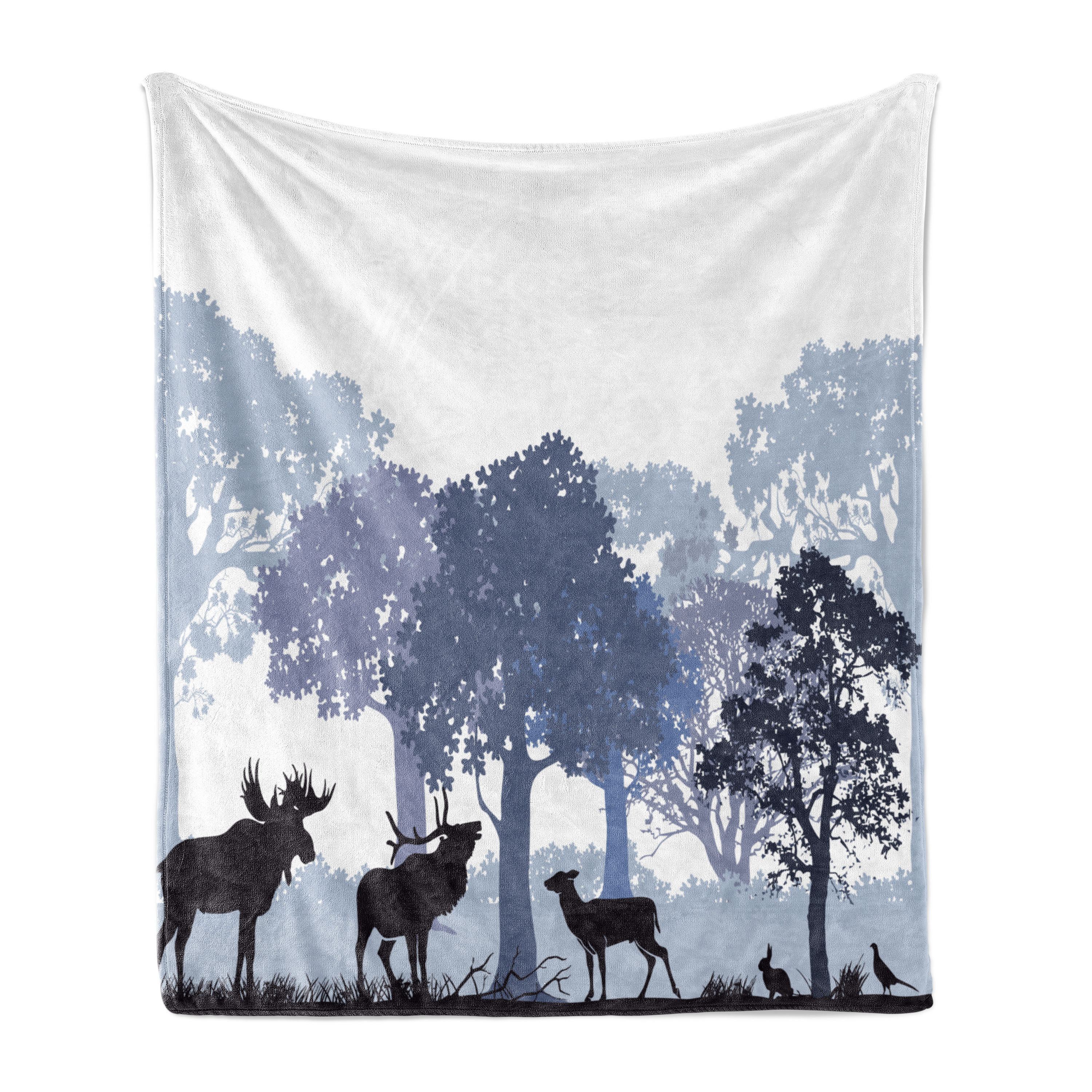 Ambesonne Moose Fleece Throw Blanket Grey Wild Forest Animals Black ...