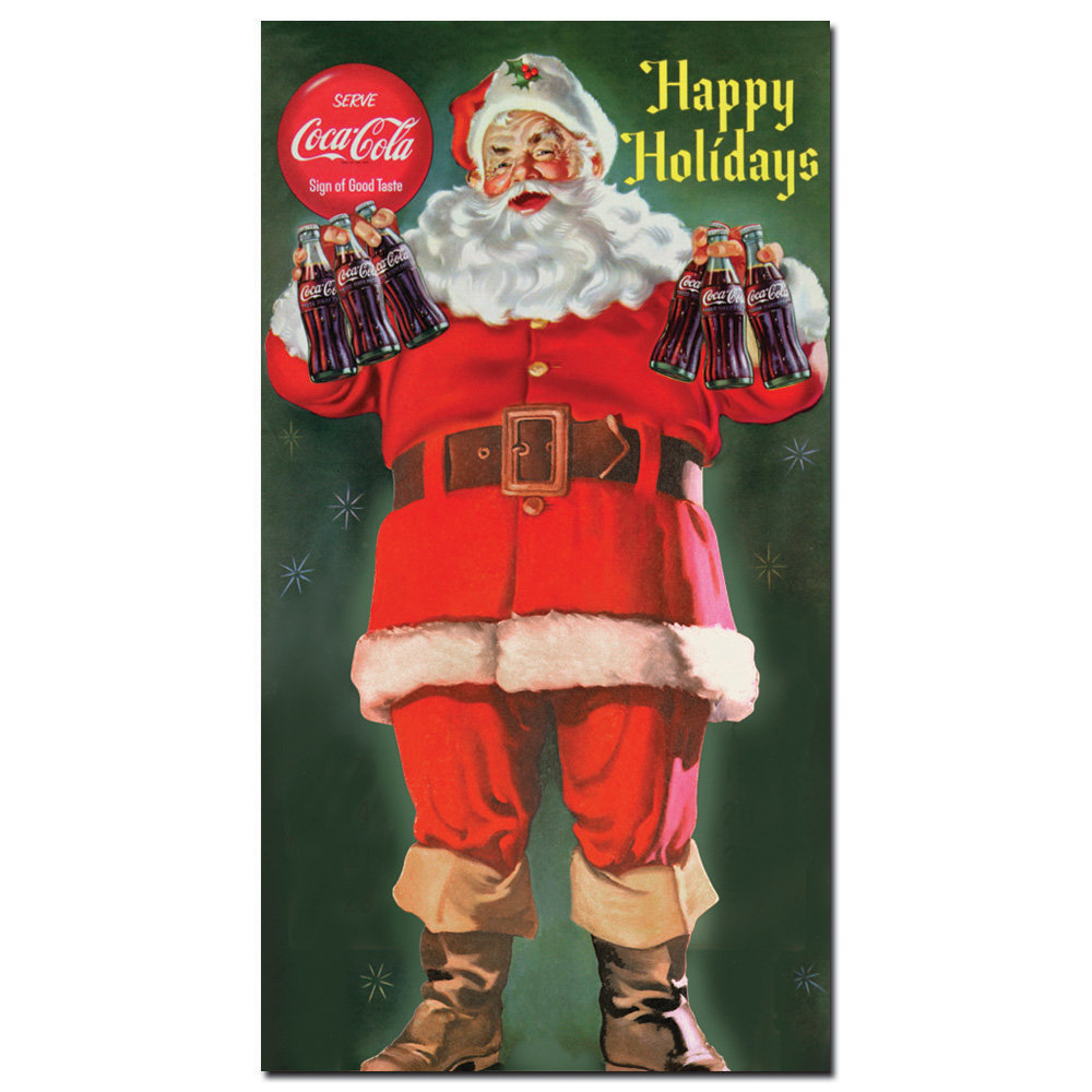 Trademark Art " Coke Santa Holding 6 Pack Of Coca Cola " | Wayfair