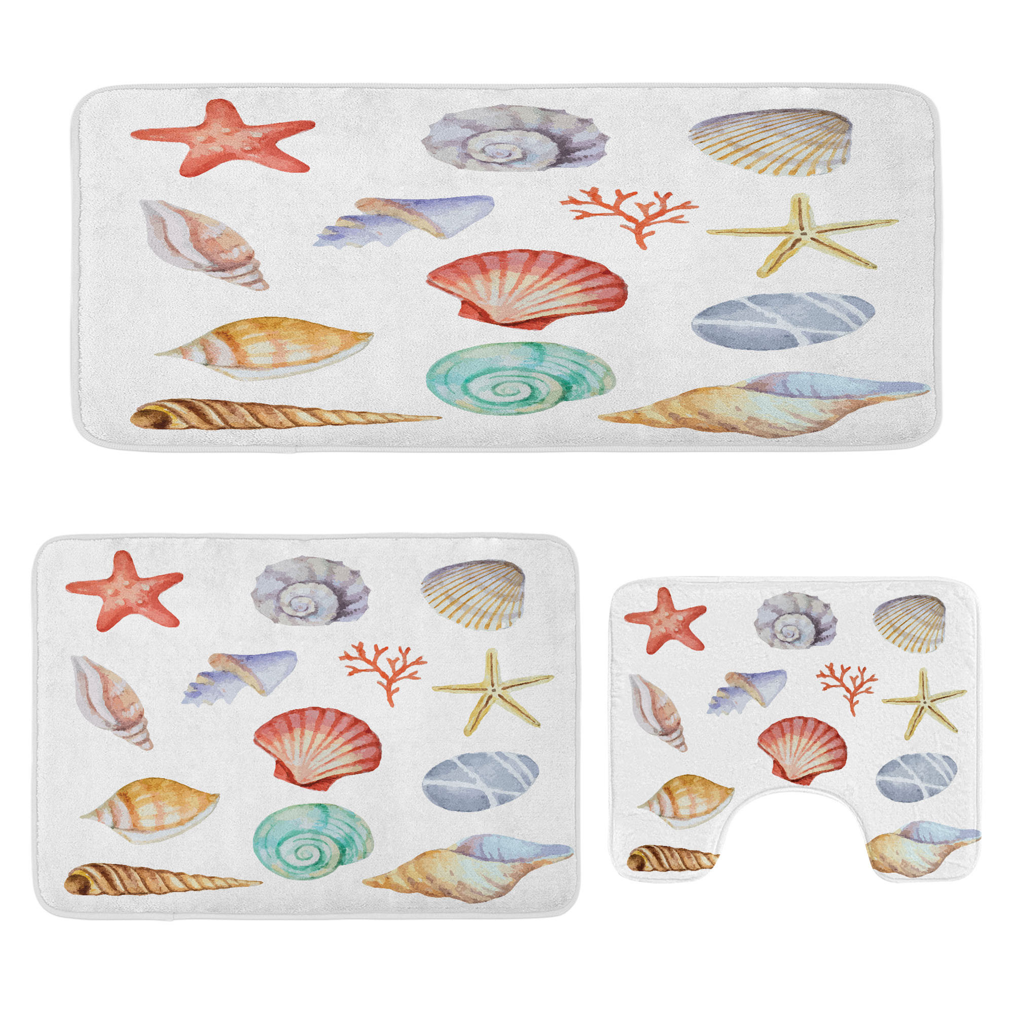 East Urban Home Summer Bathroom Rug Set 3 Pieces U-Shape & Rectangle ...