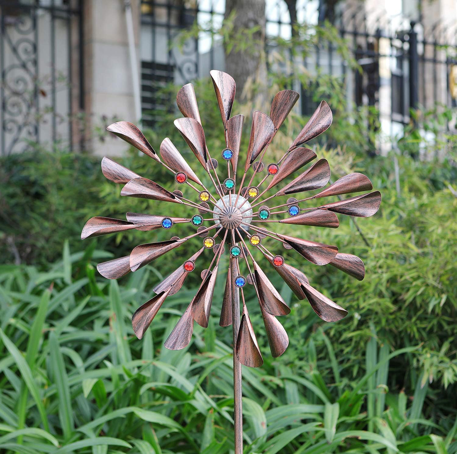 Rosecliff Heights Large 79In Copper Kinetic Wind Spinner Multi-Color ...