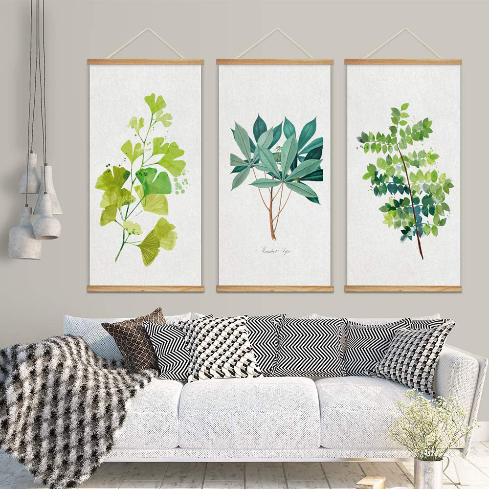 IDEA4WALL Minimal Botanical Floral Botanical Hanging Poster with Wood ...