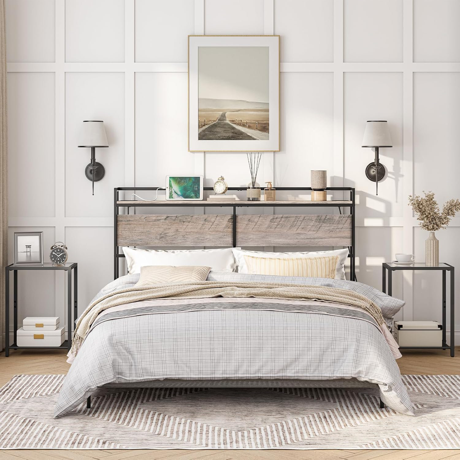 17 Stories Headboard Headboard With 2 Outlets And 4 USB Ports ...
