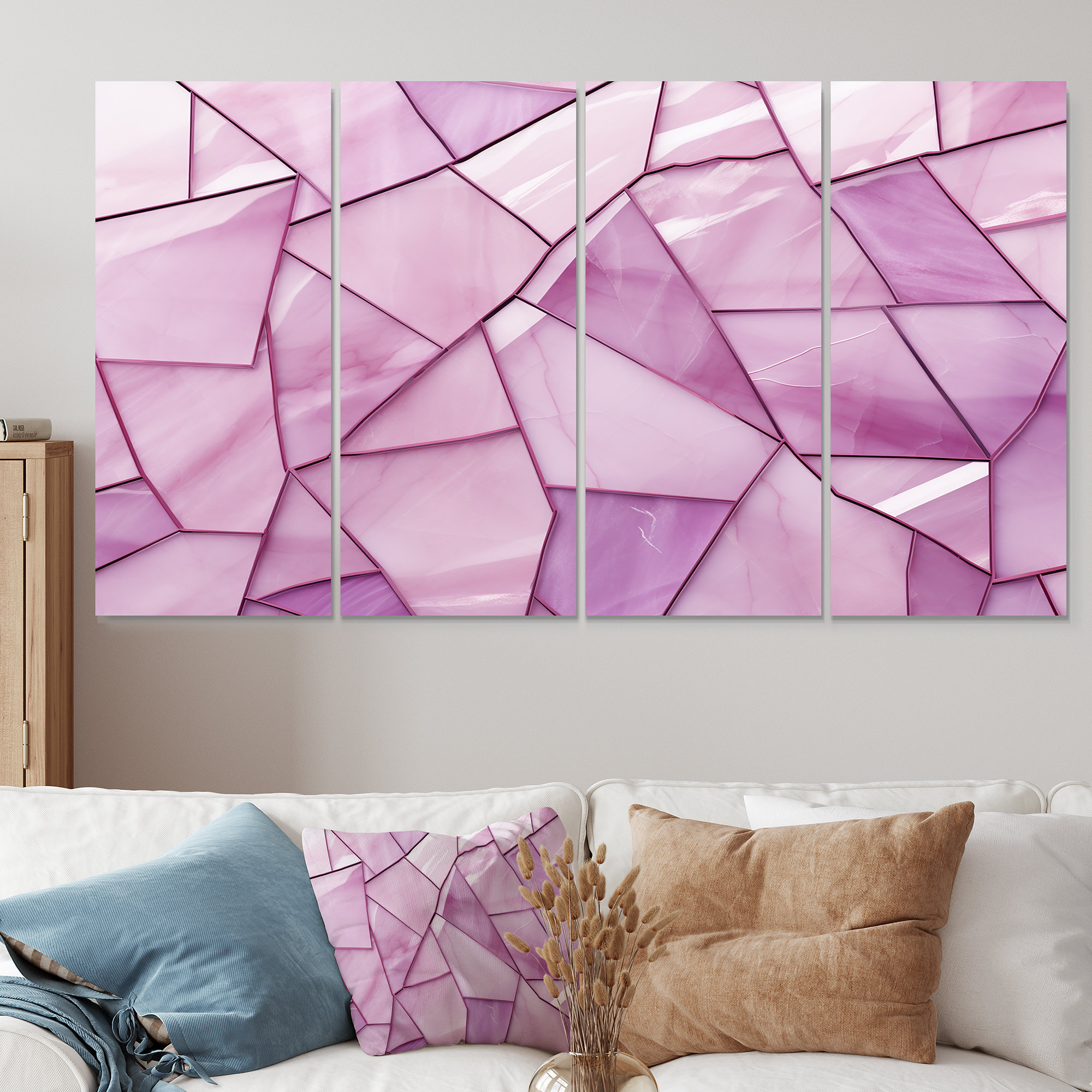 Ivy Bronx Pink Tranquil Surrender Collages - Abstract Collages 4 Piece ...