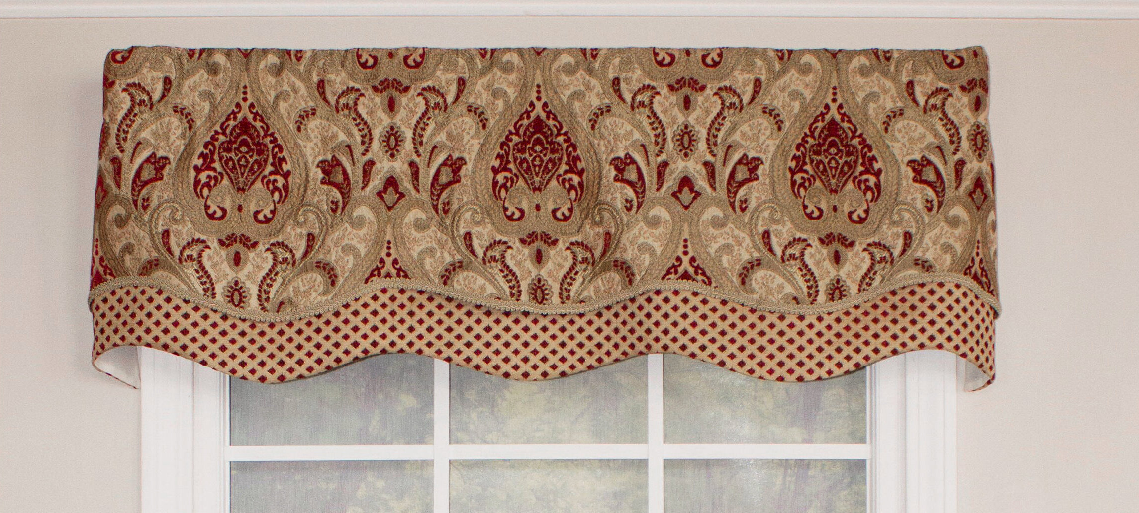 RLF Home Paisley Damask Scalloped 51" Window Valance & Reviews | Wayfair