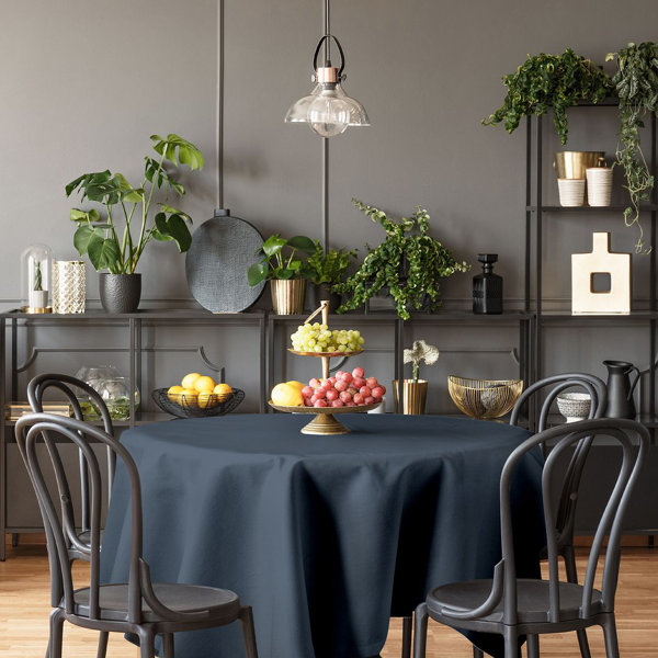 Lilijan Home & Curtain Faux Linen Solid Color Round Tablecloth | Wayfair
