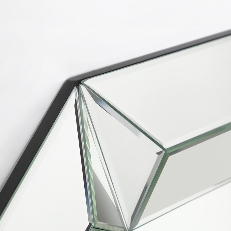 Mercer41 Dores Large Beveled Wall Mirror Bathroom Art Geometric Glass ...