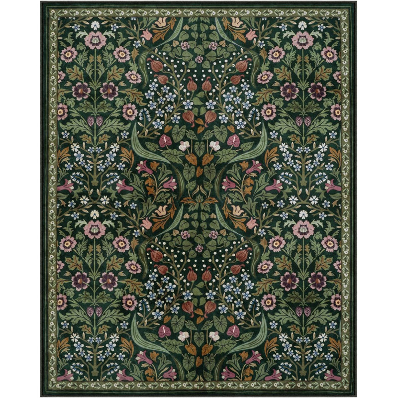 Red Barrel Studio® Floral Washable 8X10 Rug, Large Rugs For Living Room ...