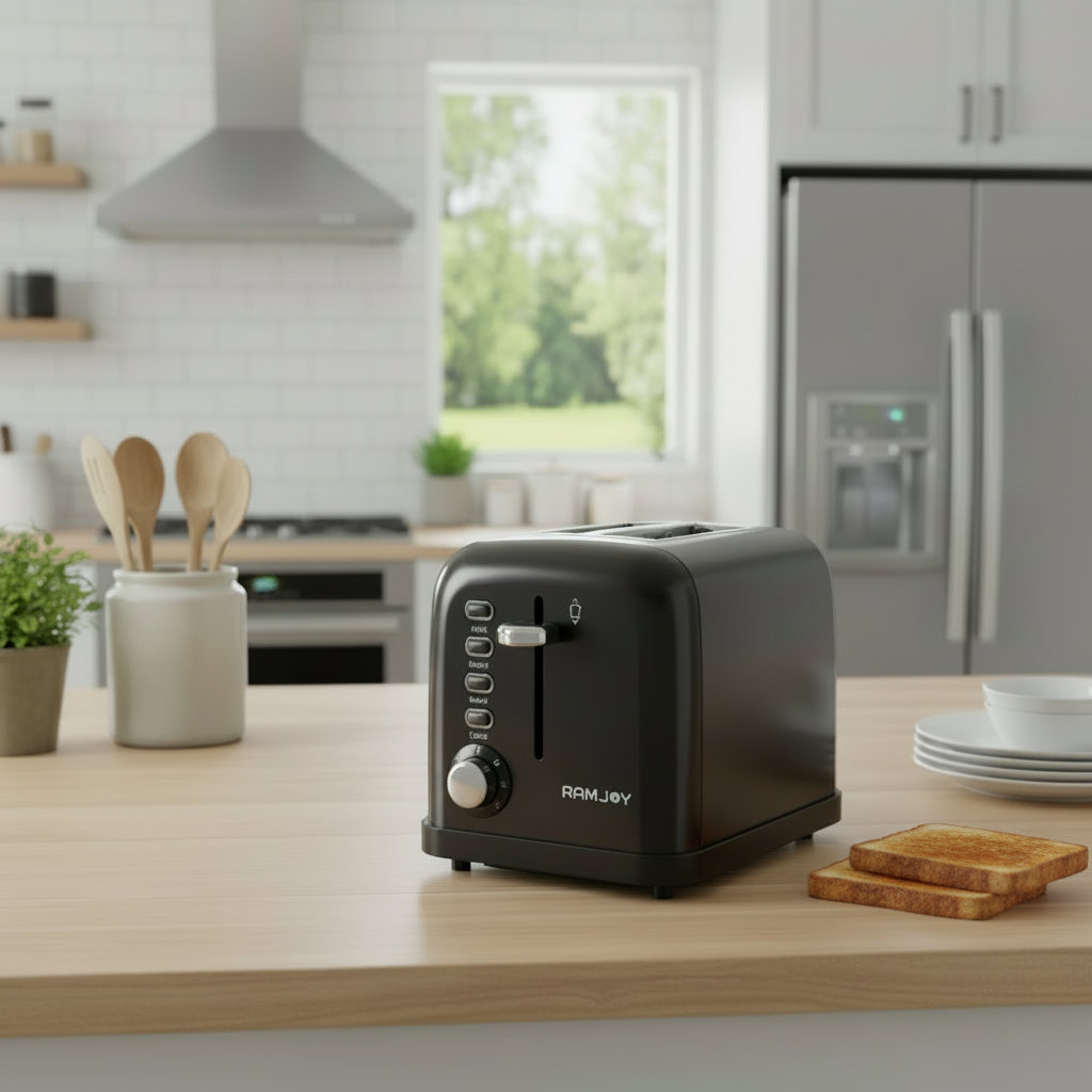 HENANCHANGHOU This Black Stainless Steel Double-Slot Toaster Features ...
