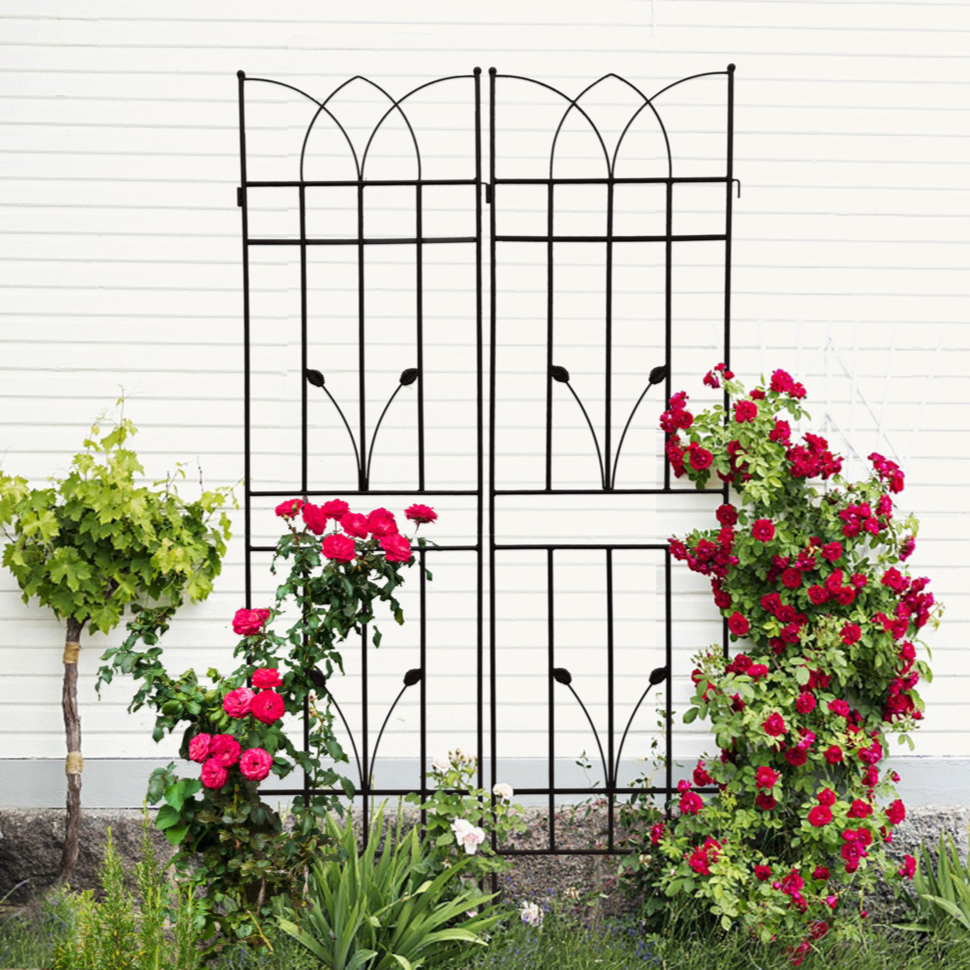 Lark Manor™ Cesco 71'' H x 73'' W Iron Lattice Panel Trellis | Wayfair