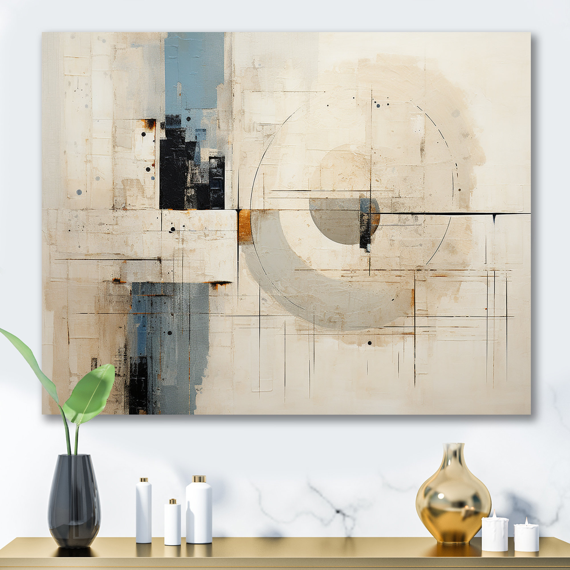 Wrought Studio Blue And White Timeless Minimalism - Abstract Canvas ...