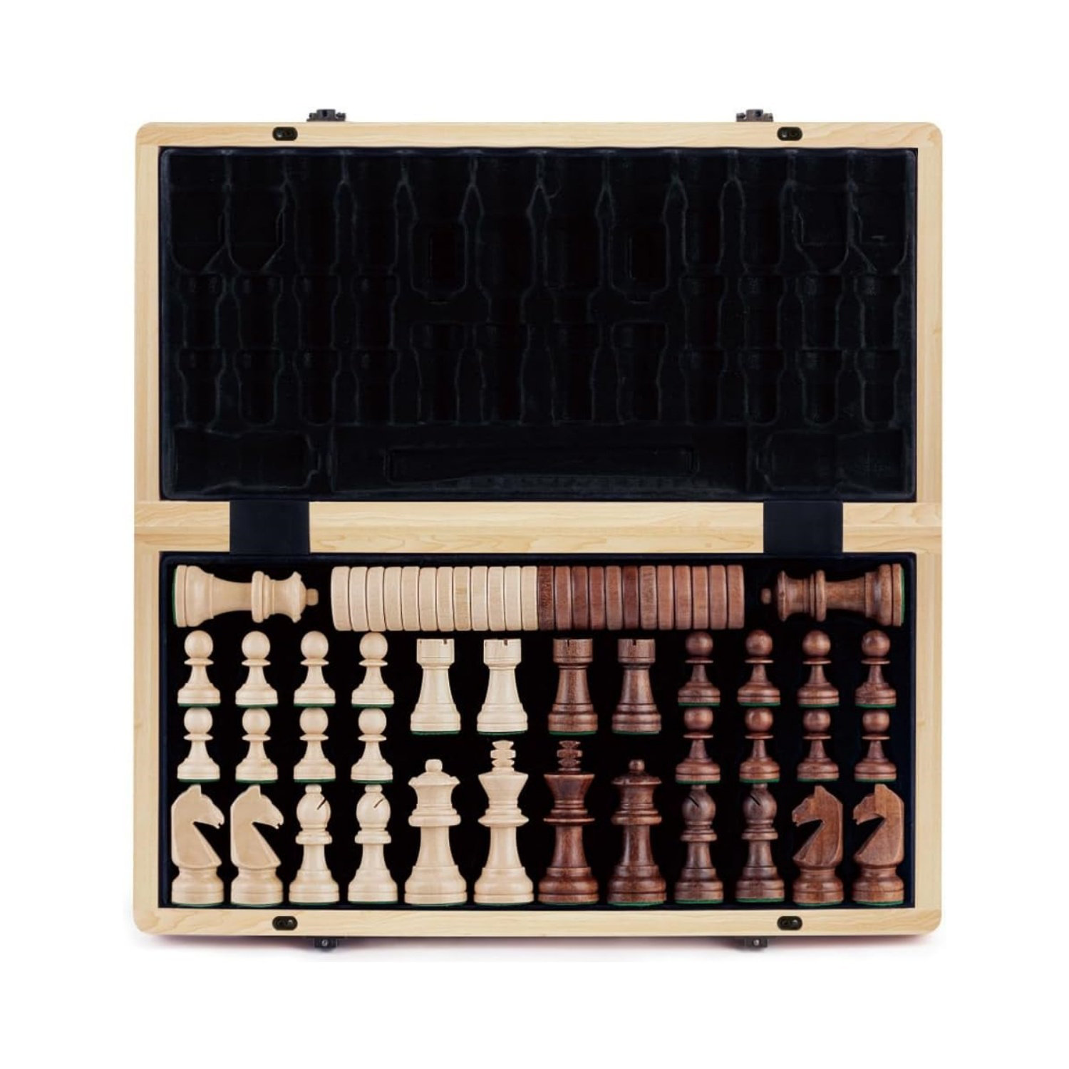 Phantoscope 15 Inch Wooden Folding Chess & Checkers Set For Adults, 3 ...