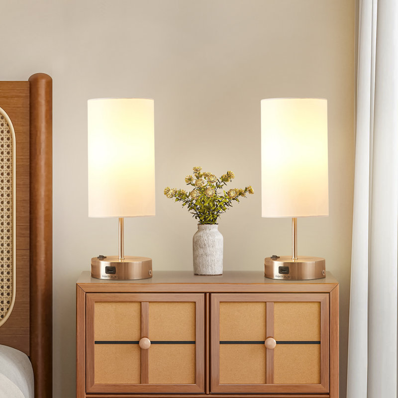 Wrought Studio™ Lailand 16" Metal Table Lamp Set with USB | Wayfair
