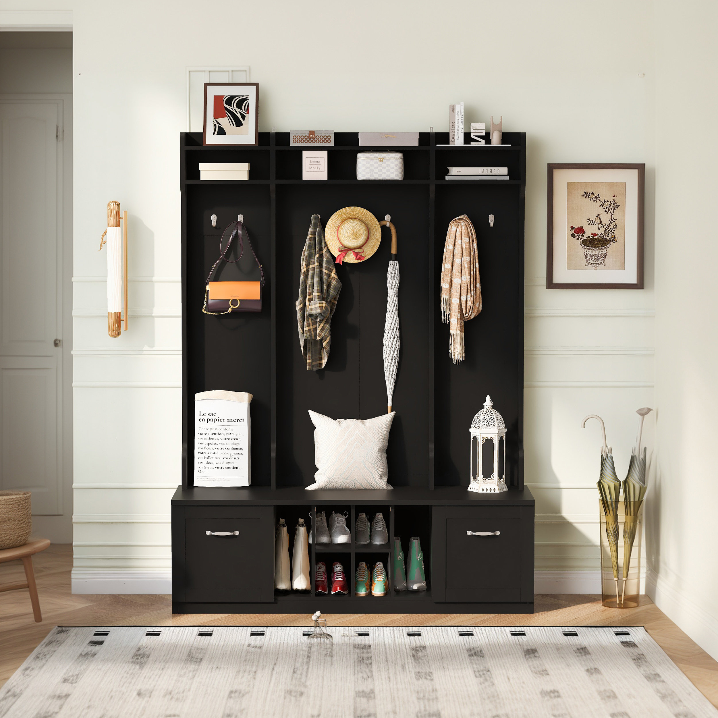 Lark Manor™ 5-In-1 Entry Bench With Hanger, Foyer Tree | Wayfair