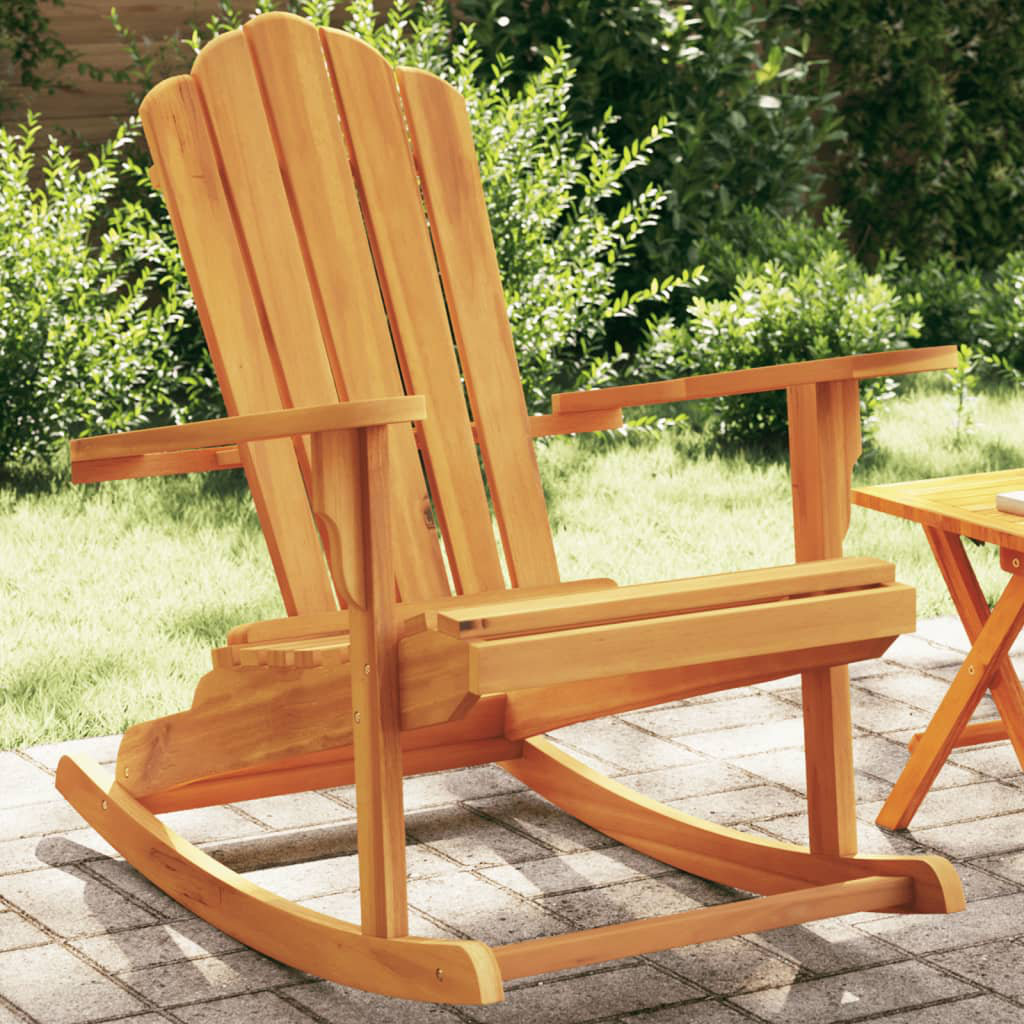 Beachcrest Home™ Garden Rocking Adirondack Chair Teak Solid Teak Wood ...