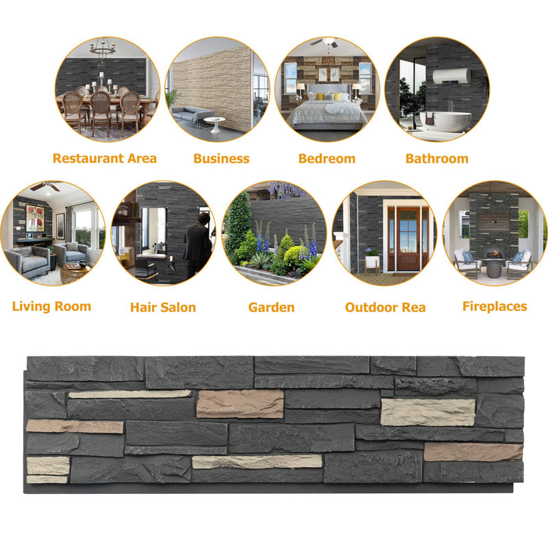 HOMEIBRO Faux Stone Wall Covering Panels for Interior and Exterior ...