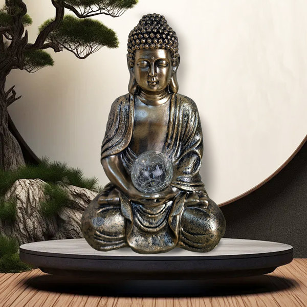 CYA-DECOR Buddha Magnesium Oxide Garden Statue with Solar Lights ...