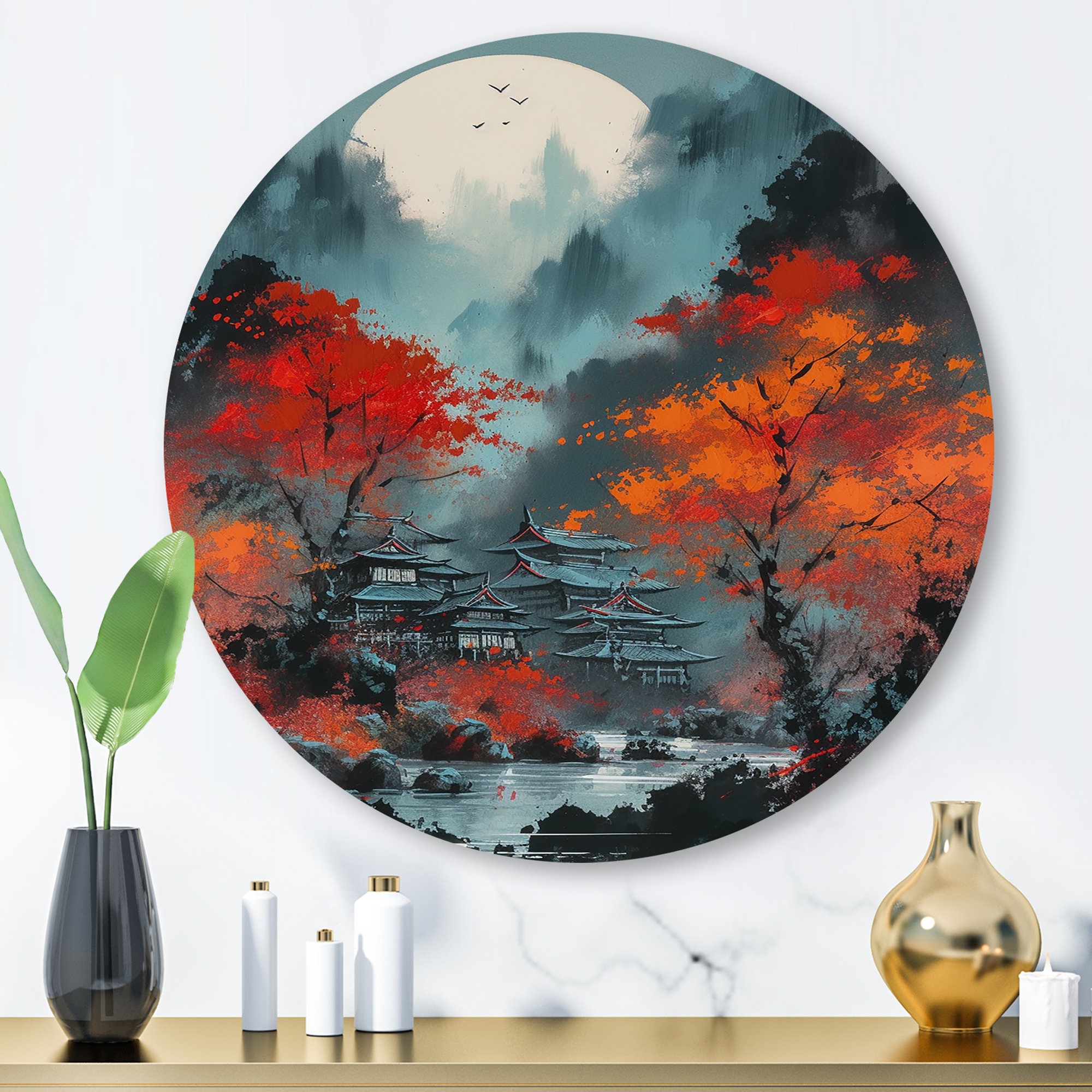 Red Barrel Studio® Puxico Moonset And Japonese Maple Tree IV ...