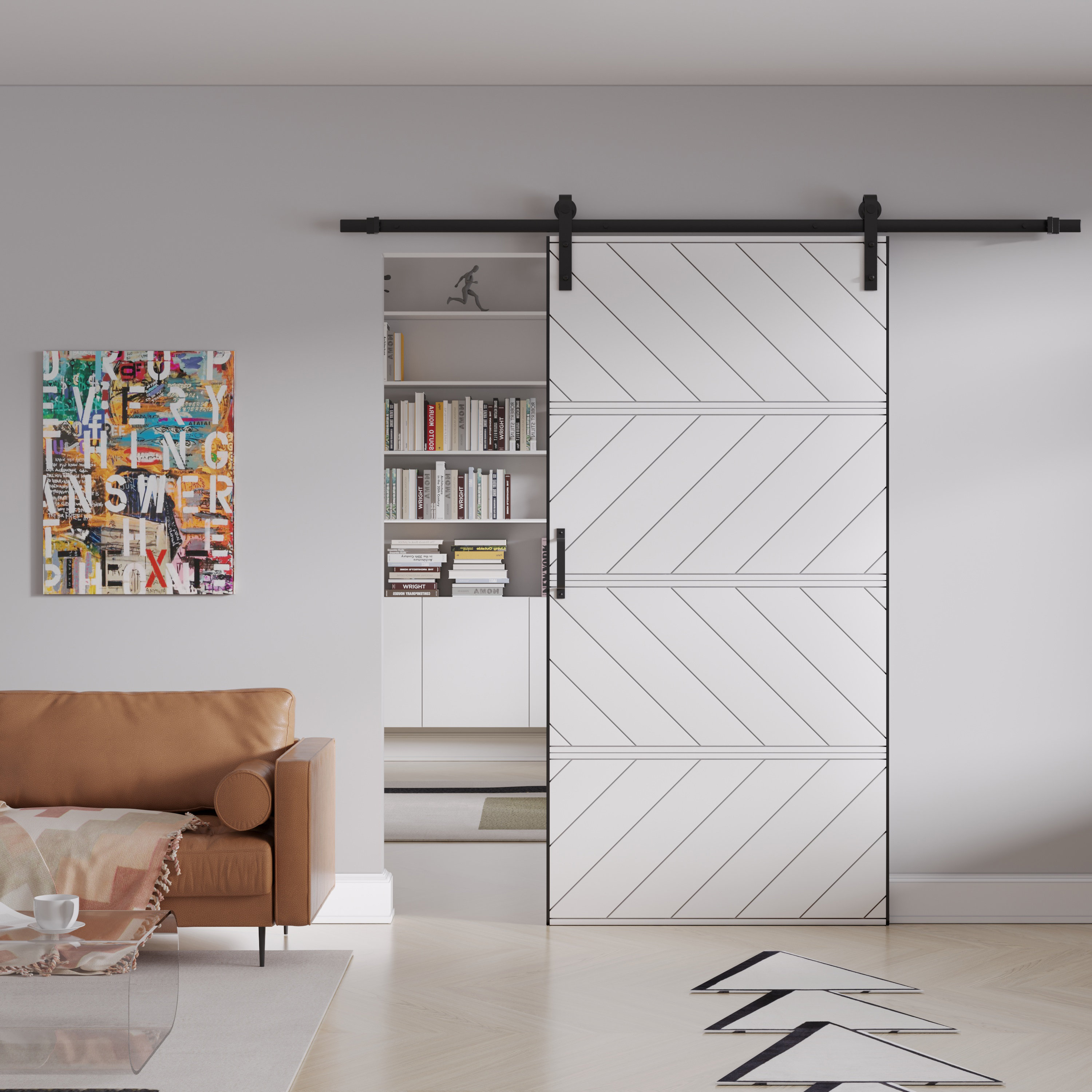 Win Stellar Panelled Manufacture Wood Barn Door Wave Design with ...