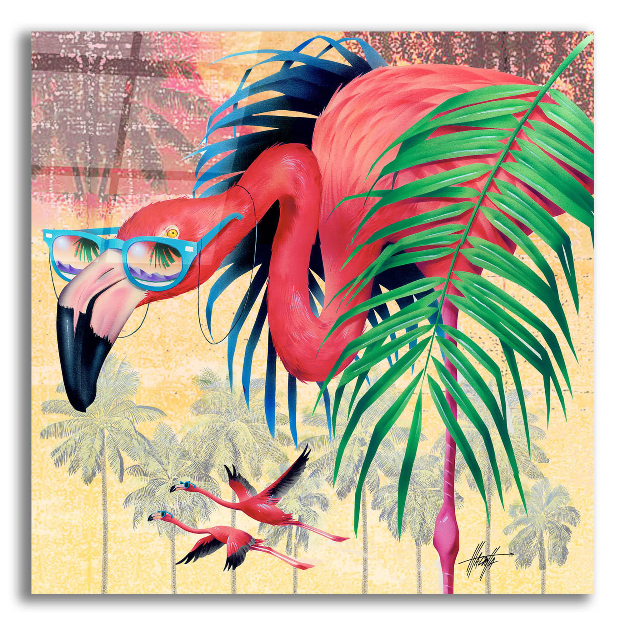 Bay Isle Home™ 'Cool Flamingoes' By James Mazzotta, Acrylic Glass Wall ...