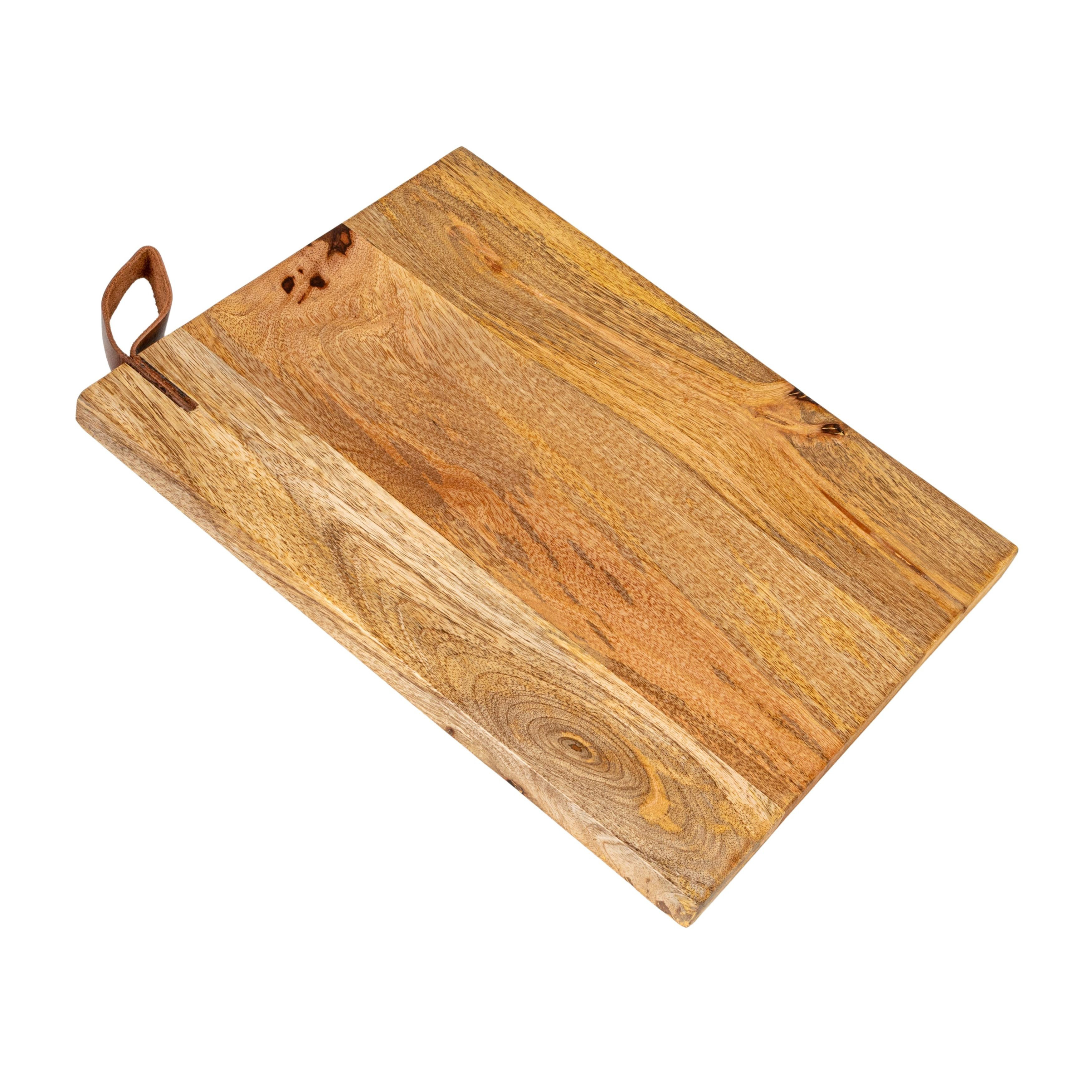 Millwood Pines Mango Wood Cheese/Cutting Board With Leather Handle ...