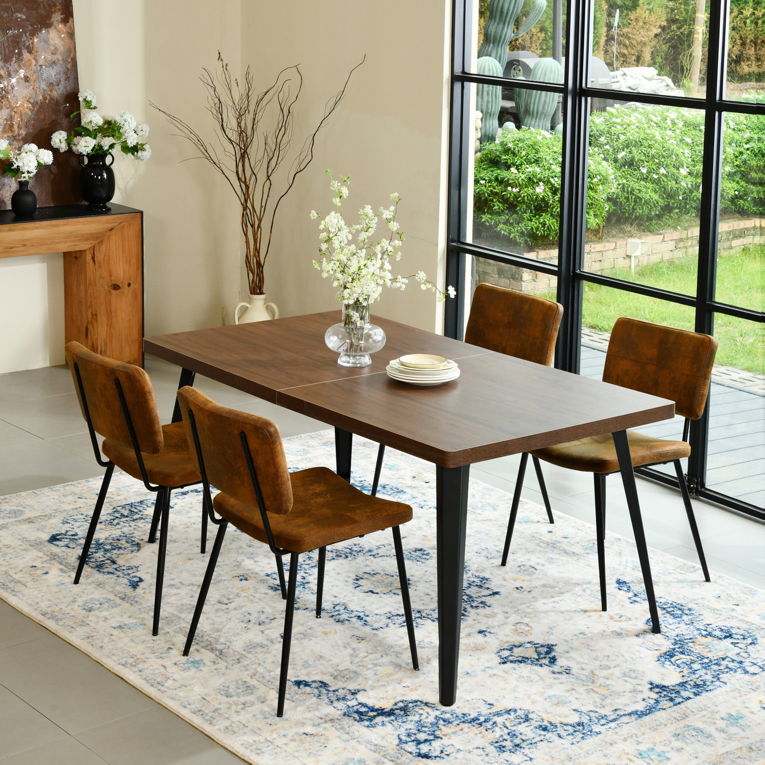 George Oliver Corsi Adalia 5 Pieces Dining Table Set 63" Rectangular ...