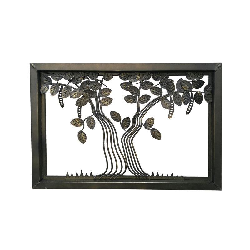 Red Barrel Studio® Acacia Wood Tree Art in Metal Wire Bronze Finish ...