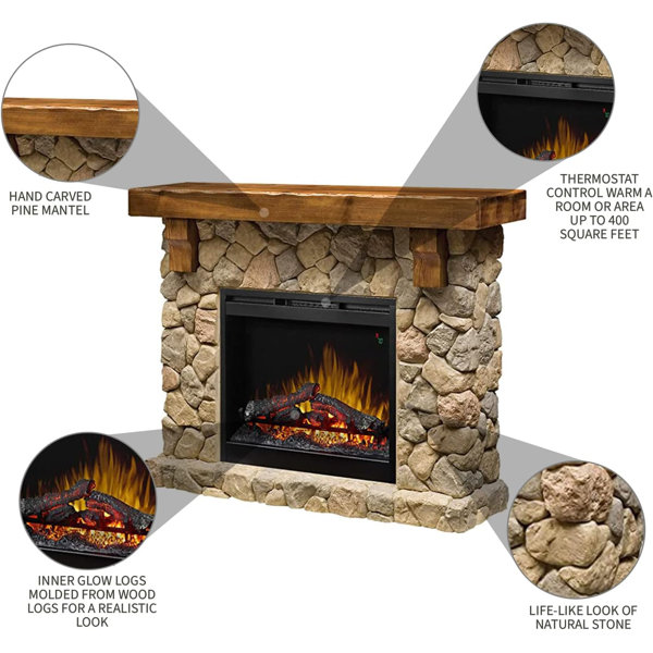 Dimplex Fieldstone Electric Fireplace with Mantel Surround Package ...