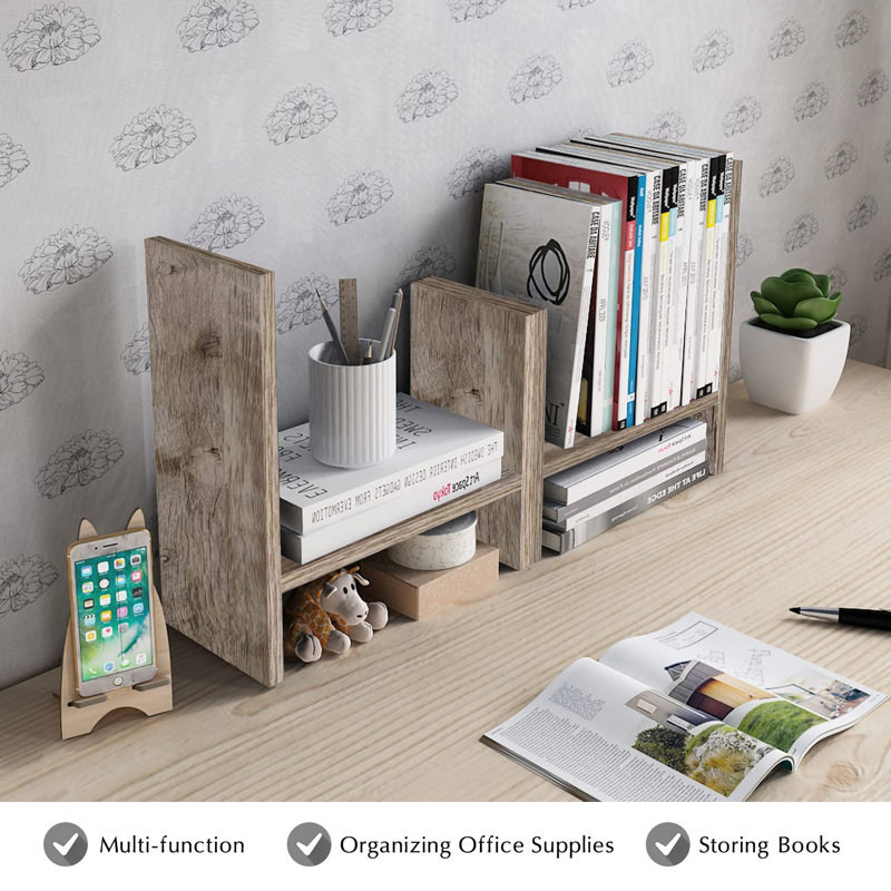 Latitude Run® Desktop Organizer Office Storage Rack Adjustable Wood ...