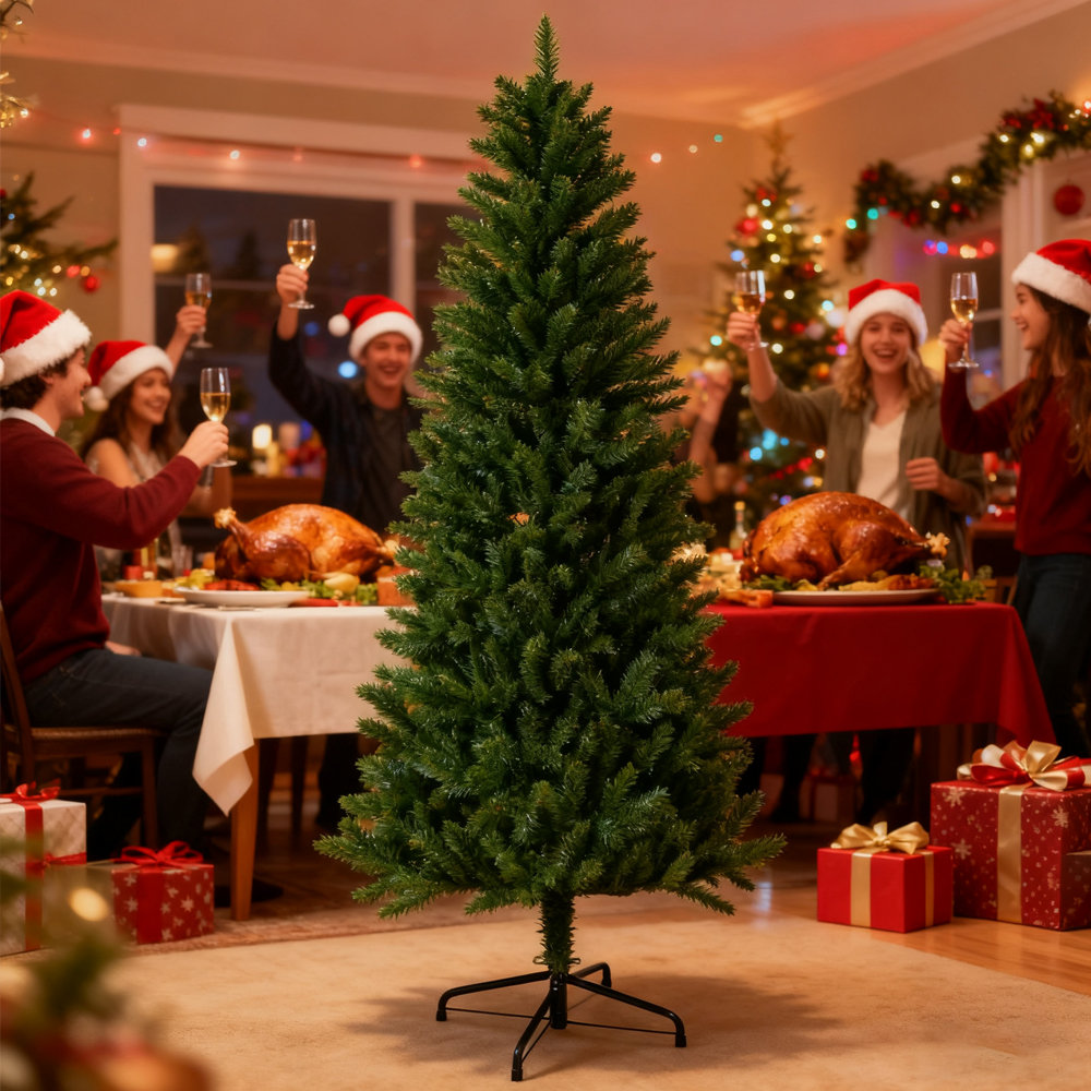 The Holiday Aisle® 5FT Classic Pencil Shape Christmas Tree with 556 ...