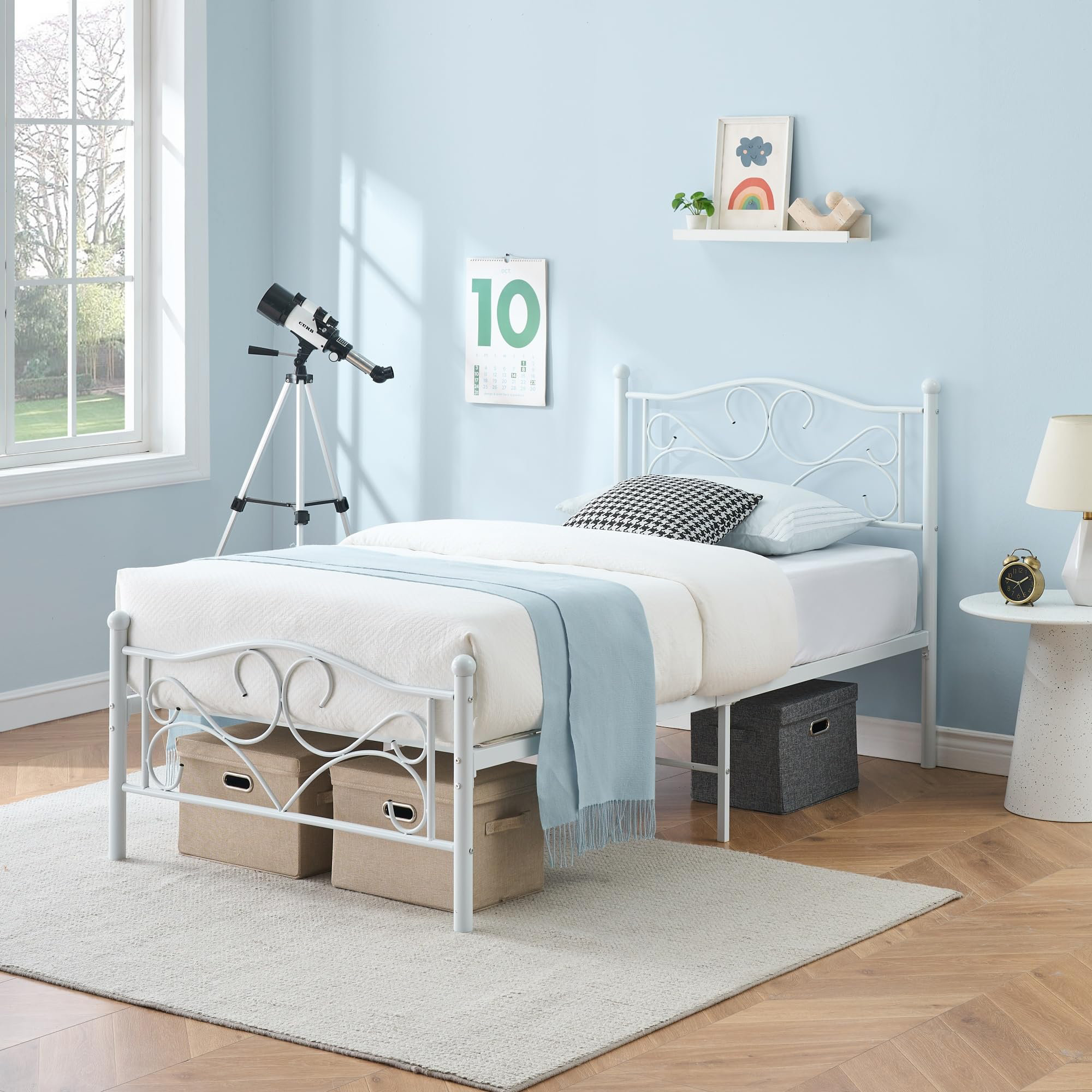 ZACOO Twin Bed Frames, Twin Size Bed Frame With Headboard, Heavy Duty ...
