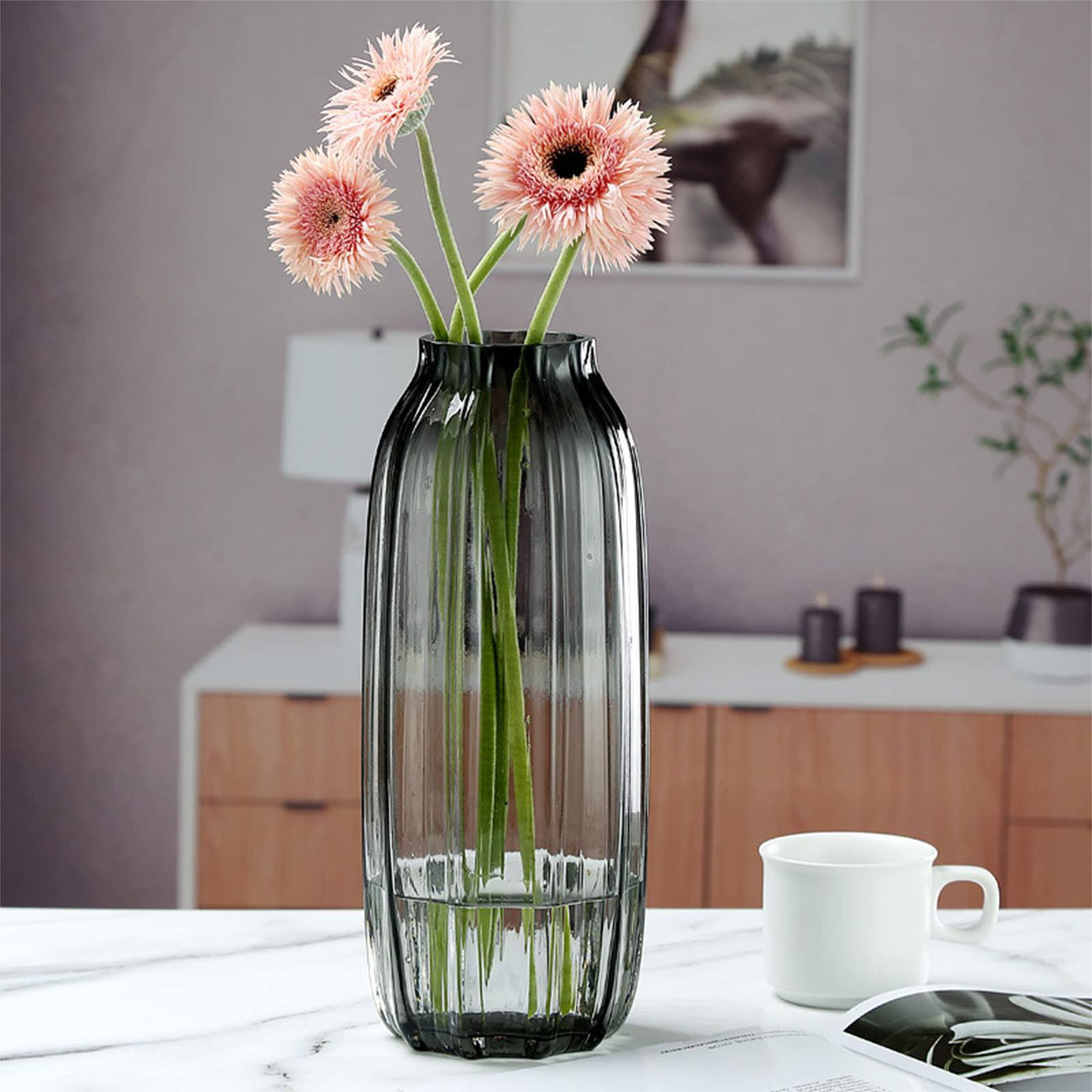 Ivy Bronx Glass Vase For Flowers,Darl Grey Bud Tall Glass Vases,H-12.6 ...