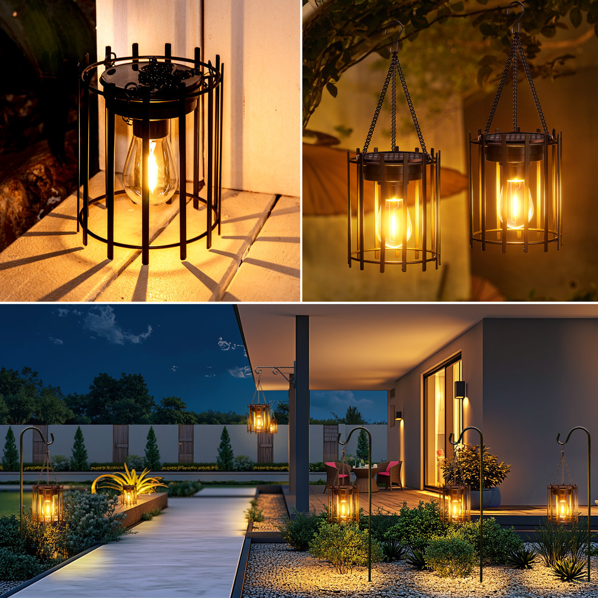 KOOPER Solar Lanterns Outdoor Waterproof, Upgraded Bright Hanging Solar ...