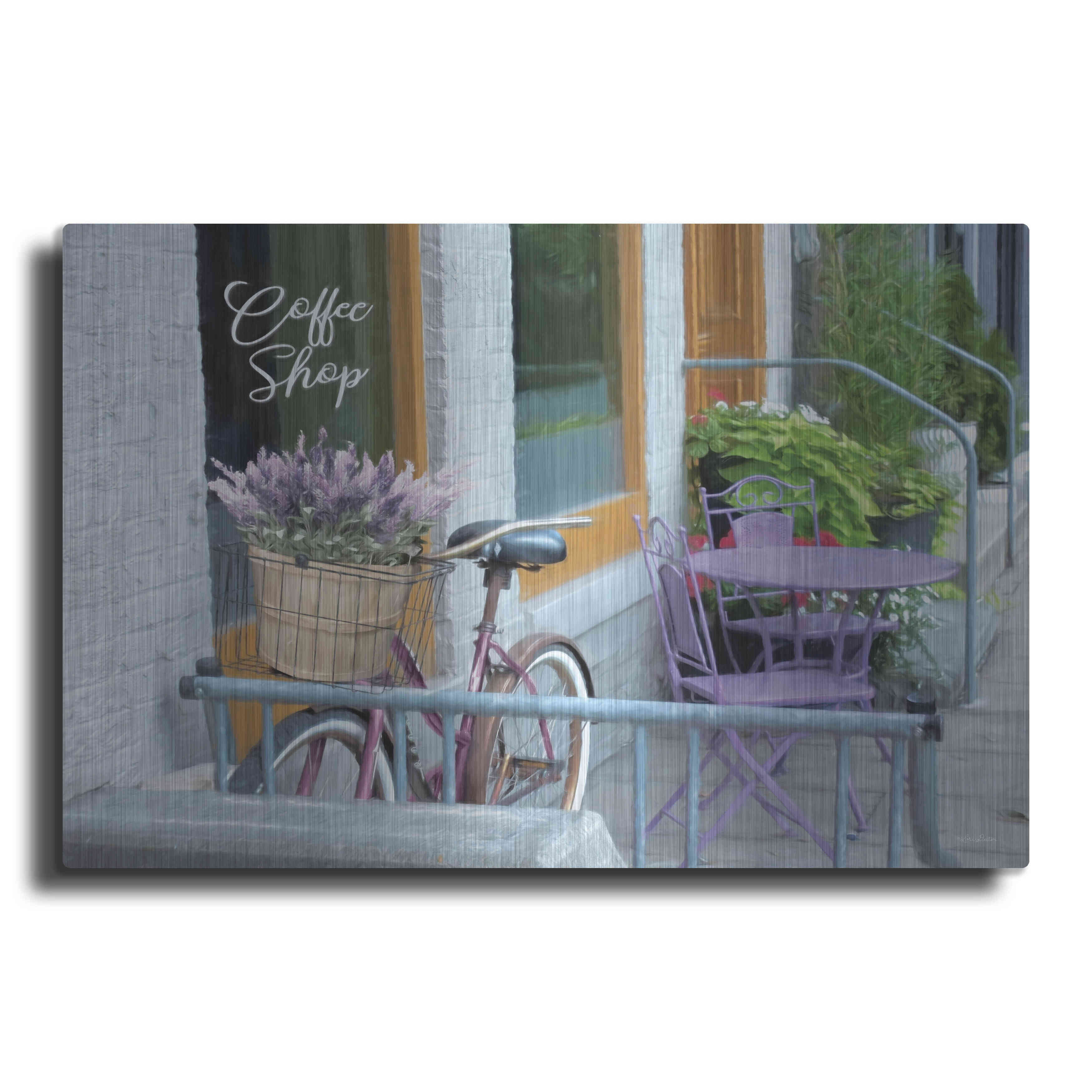 Ebern Designs 'Coffee Shop Visit' by Lori Deiter, Metal Wall Art ...