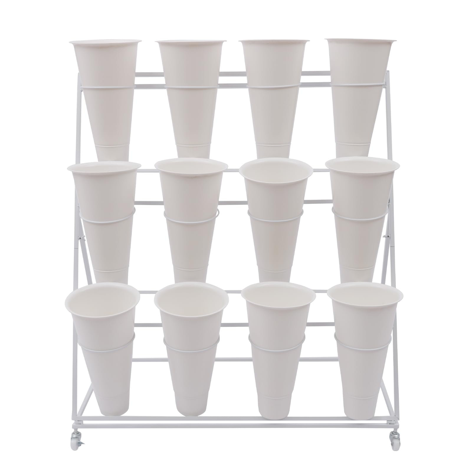 Arlmont & Co. 3-Layer Movable Metal Plant Stand - Flower Display Rack ...