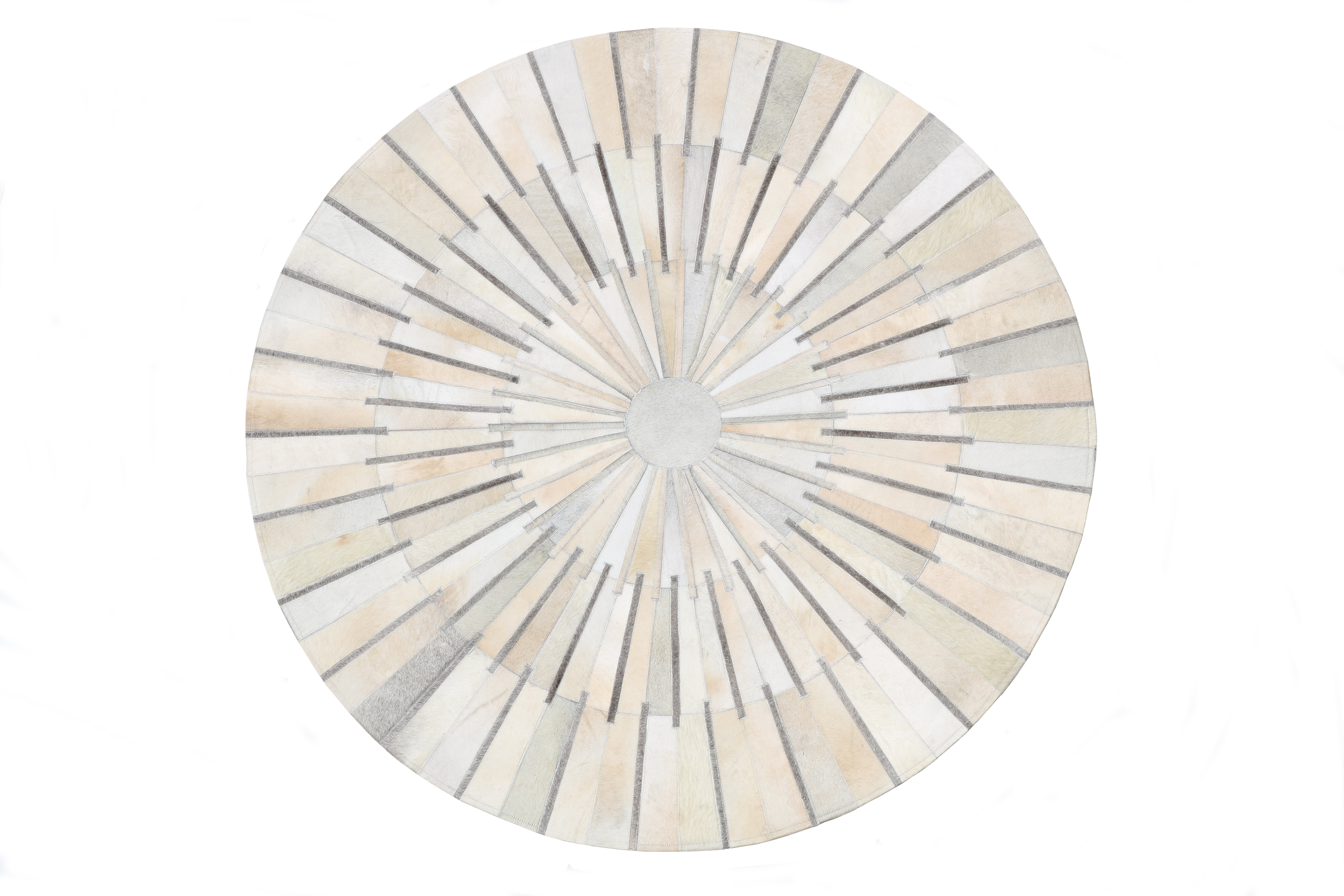 Rug Factory Plus One-of-a-Kind Round Cowhide Leather White Ivory Area ...