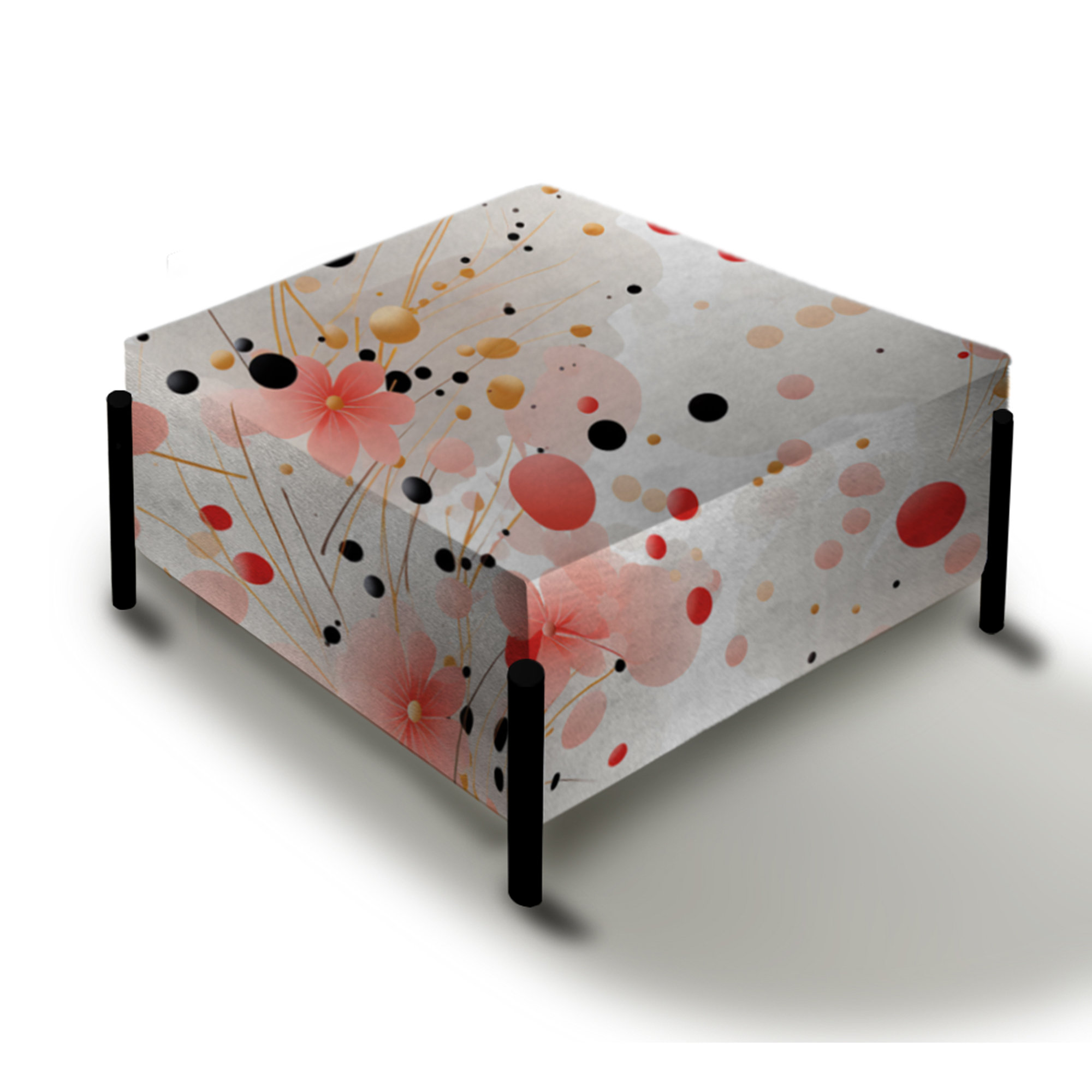 Design Art Pink Polka Dota And Flower Harmony I - Floral Large Square ...