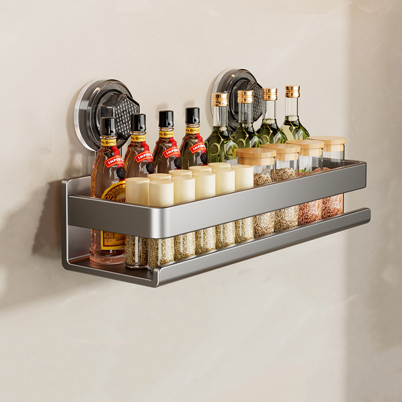 Latitude Run® Kitchen Suction Cup Storage Rack - Stainless Steel ...