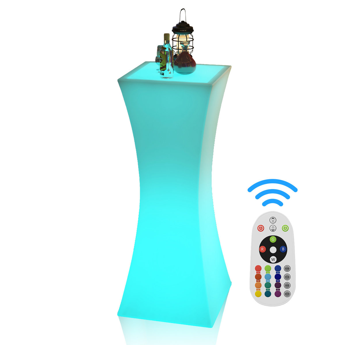 Wrought Studio™ Led Light Up Bar Table, 16 Rgb Colors Changing Light ...