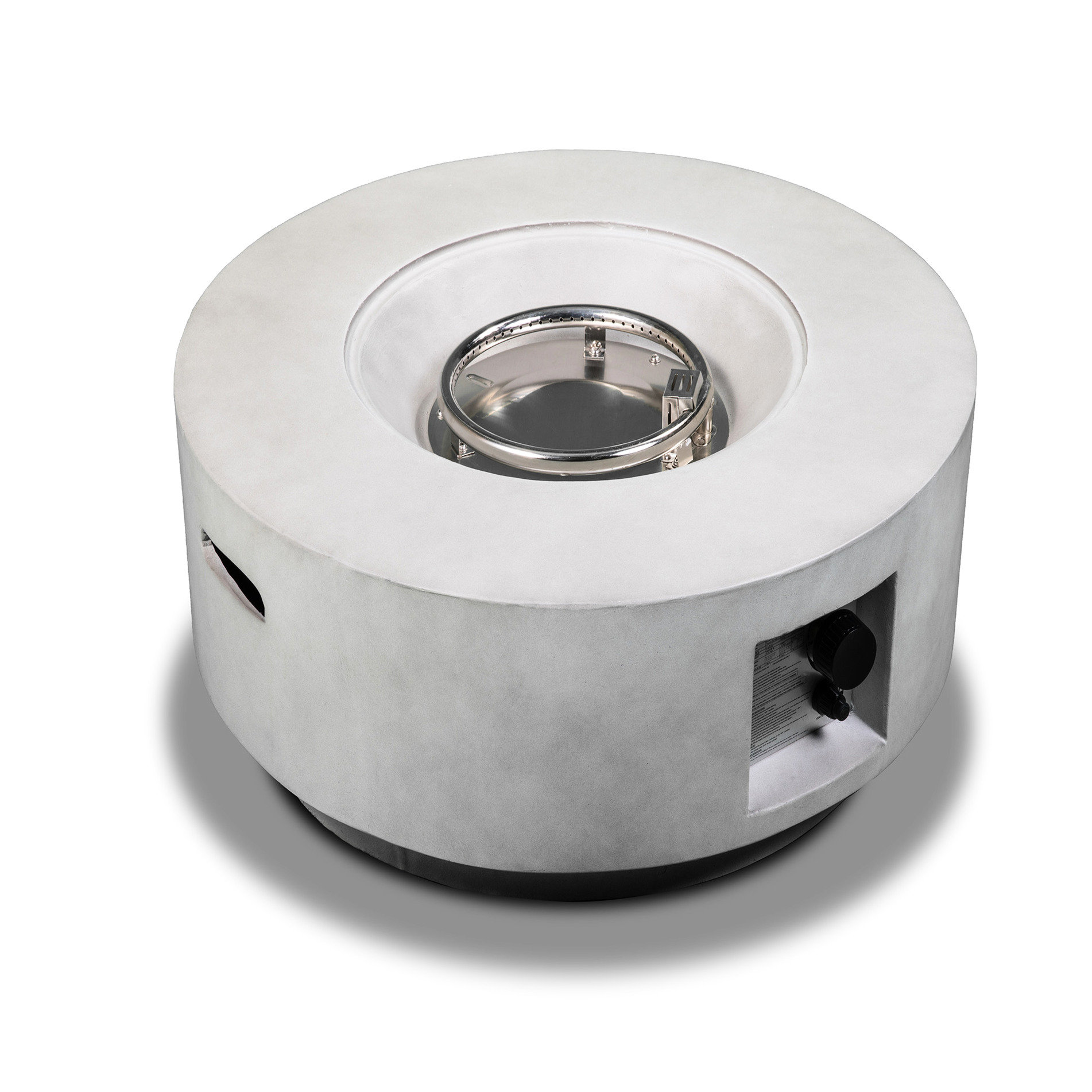 Latitude Run® Round Fire Pit Table, 50000Btu, Concrete, Gray - Outdoor ...