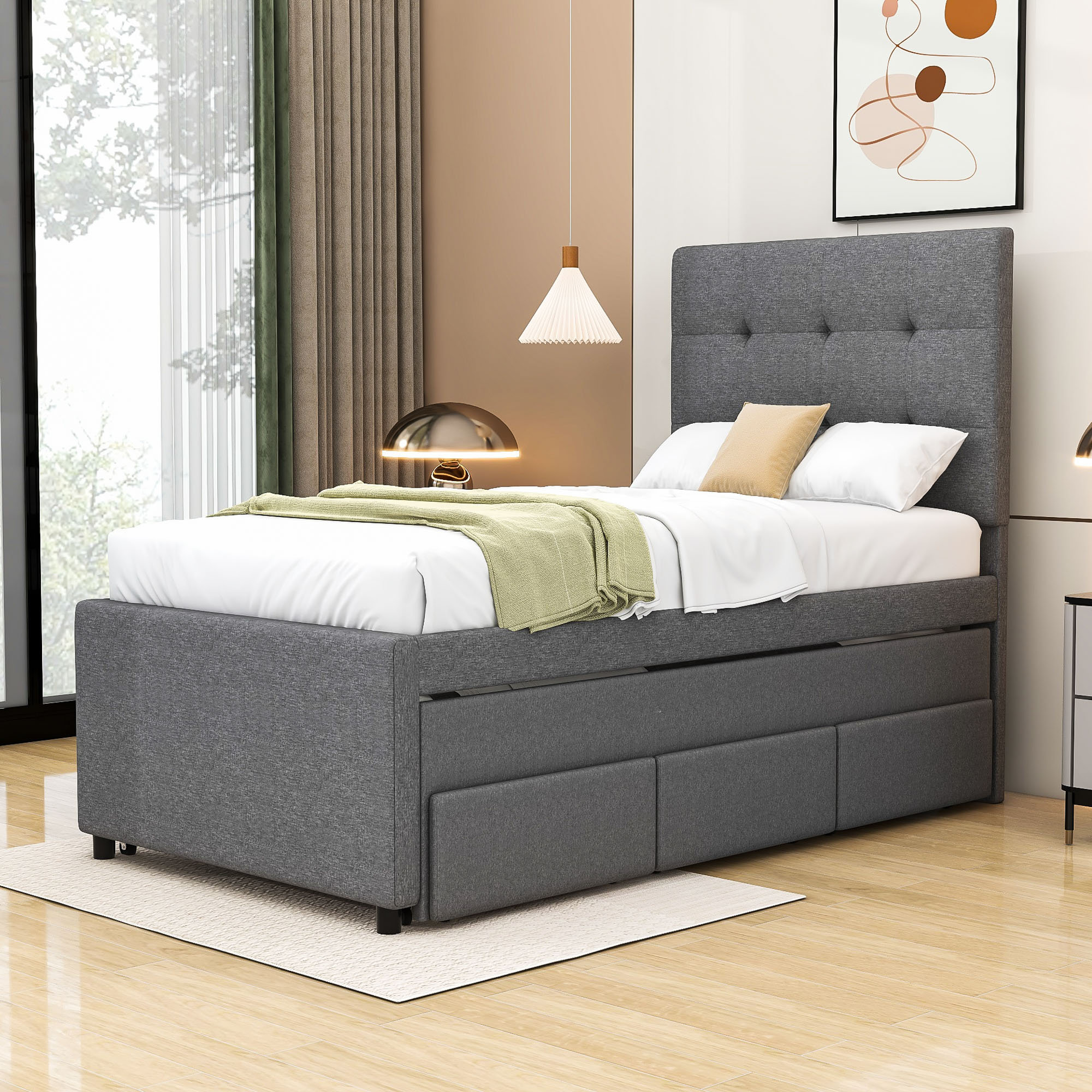 Red Barrel Studio Blonnie Upholstered Platform Bed with Twin Size ...