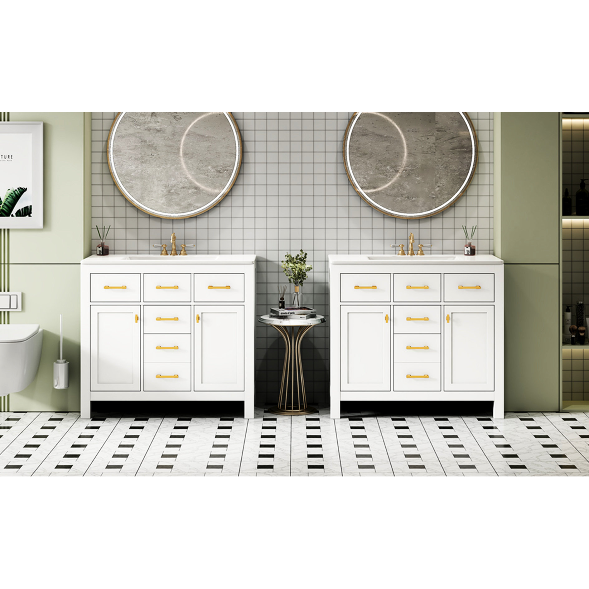 Ebern Designs 72'' Freestanding Bathroom Vanity , Separate Ceramic Sink ...
