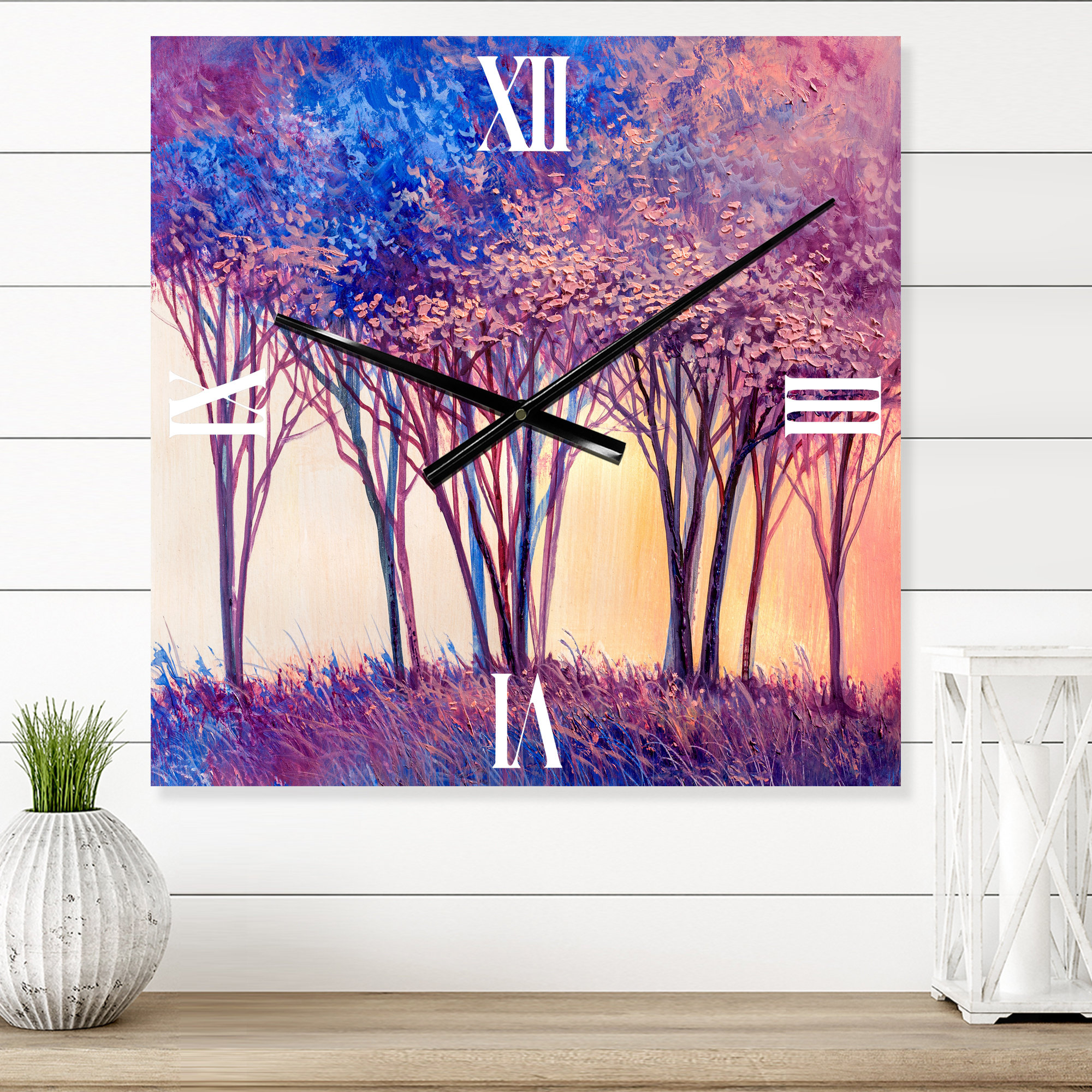 East Urban Home Trees Abstract Forest Landscape Wall Clock | Wayfair