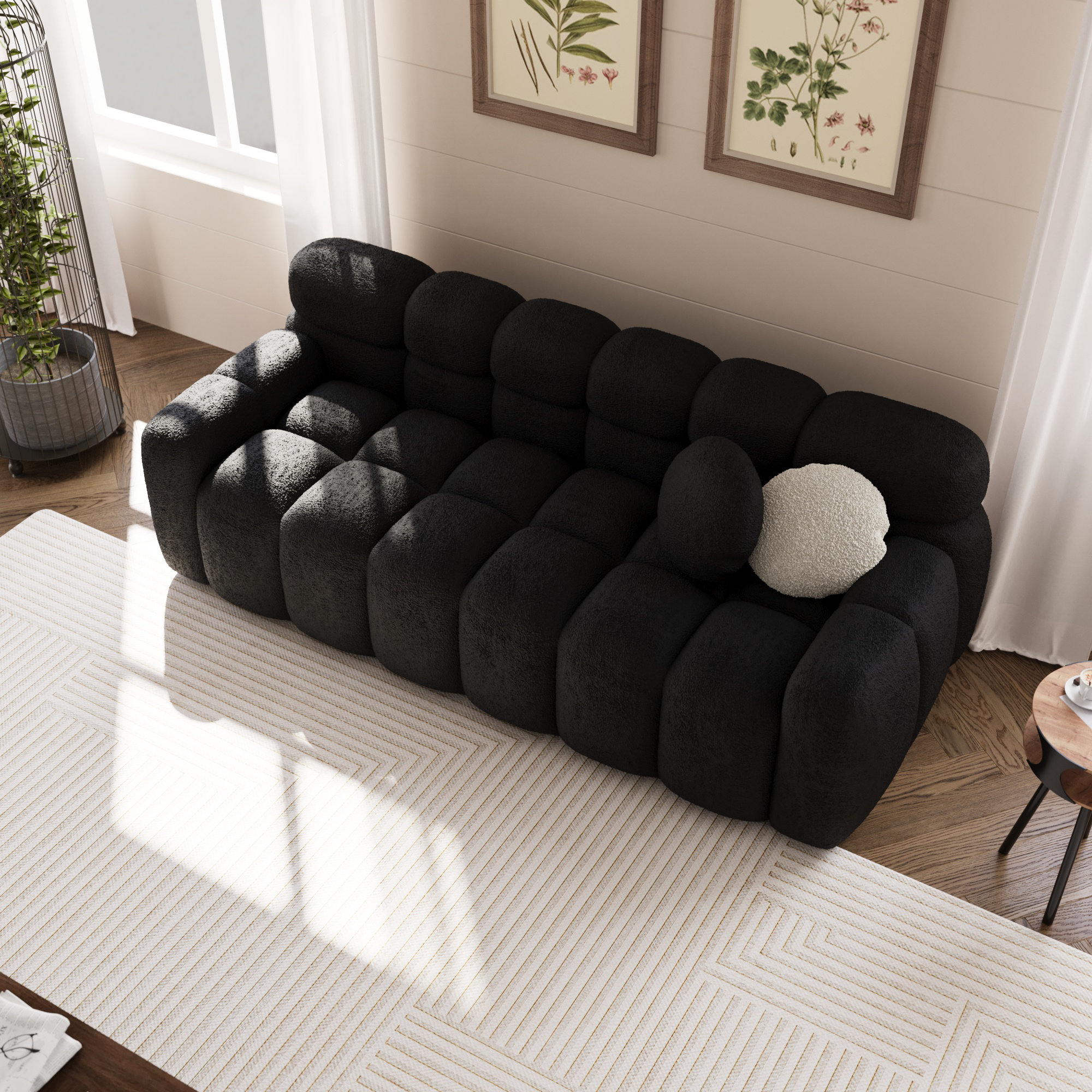 Latitude Run® 87.4In Teddy Fabric Tufted Upholstered Sofa | Wayfair