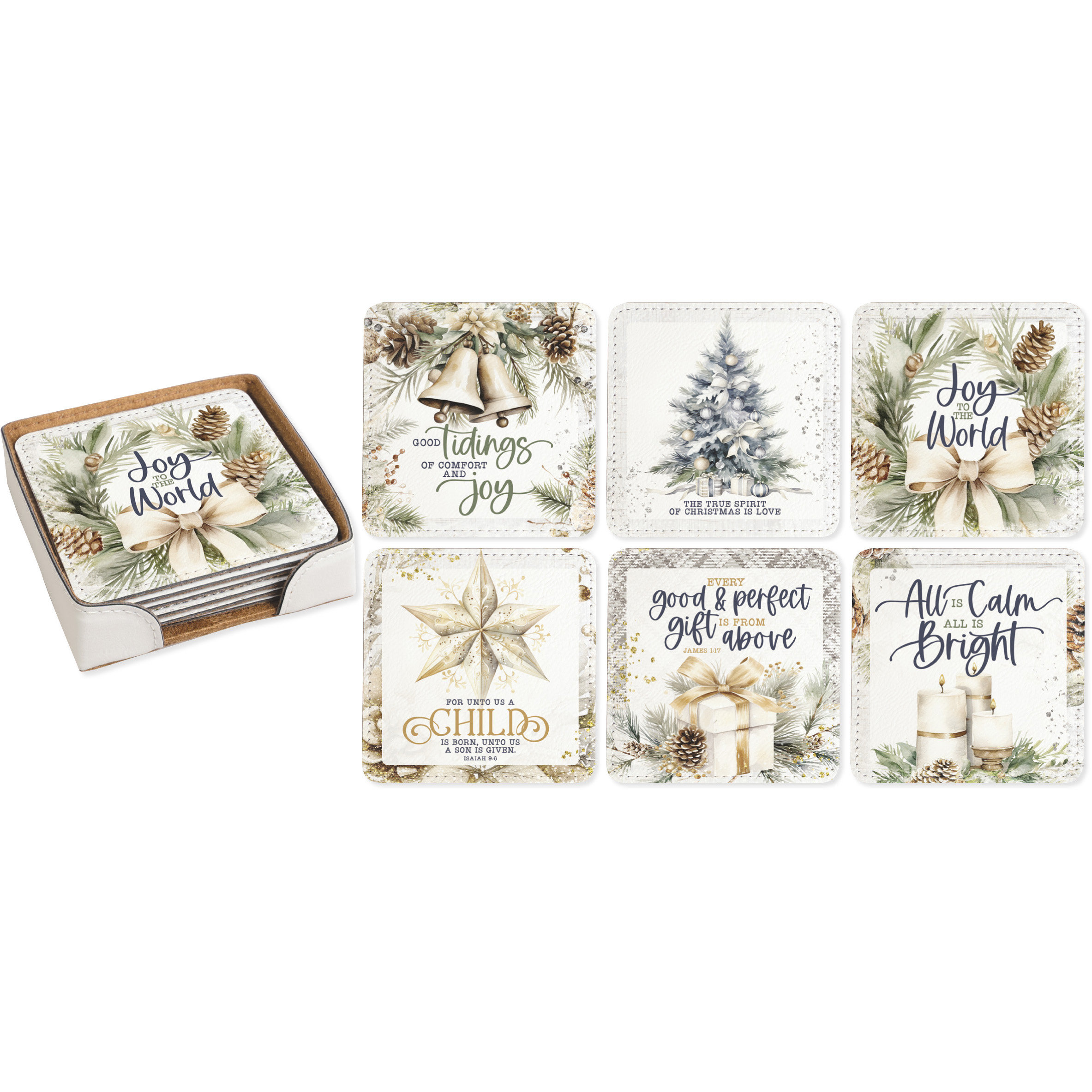 August Grove® Winter White Assorted Coasters - Set of Four Coasters ...