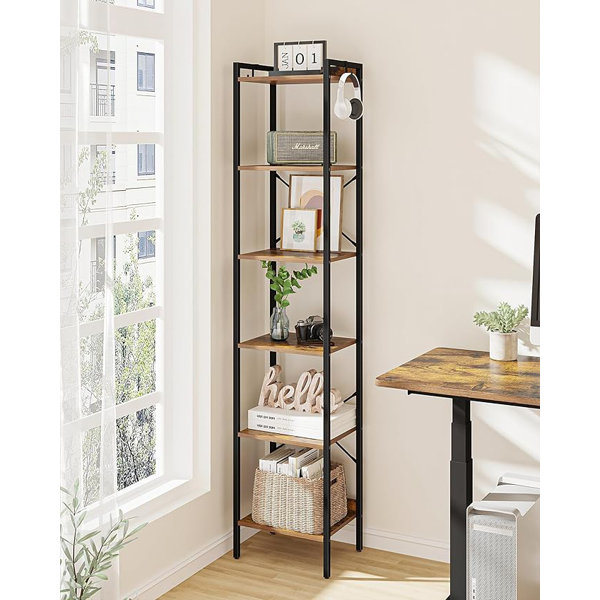 17 Stories Bookcase, 6-Tier Bookshelf, Narrow Bookcase Shelving Unit ...